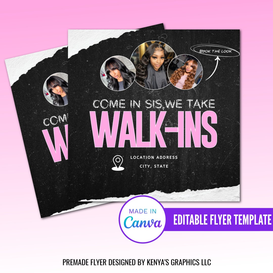 Editable Walk-ins Welcome Flyer, Appointments Available Flyer, Diy Walk ...