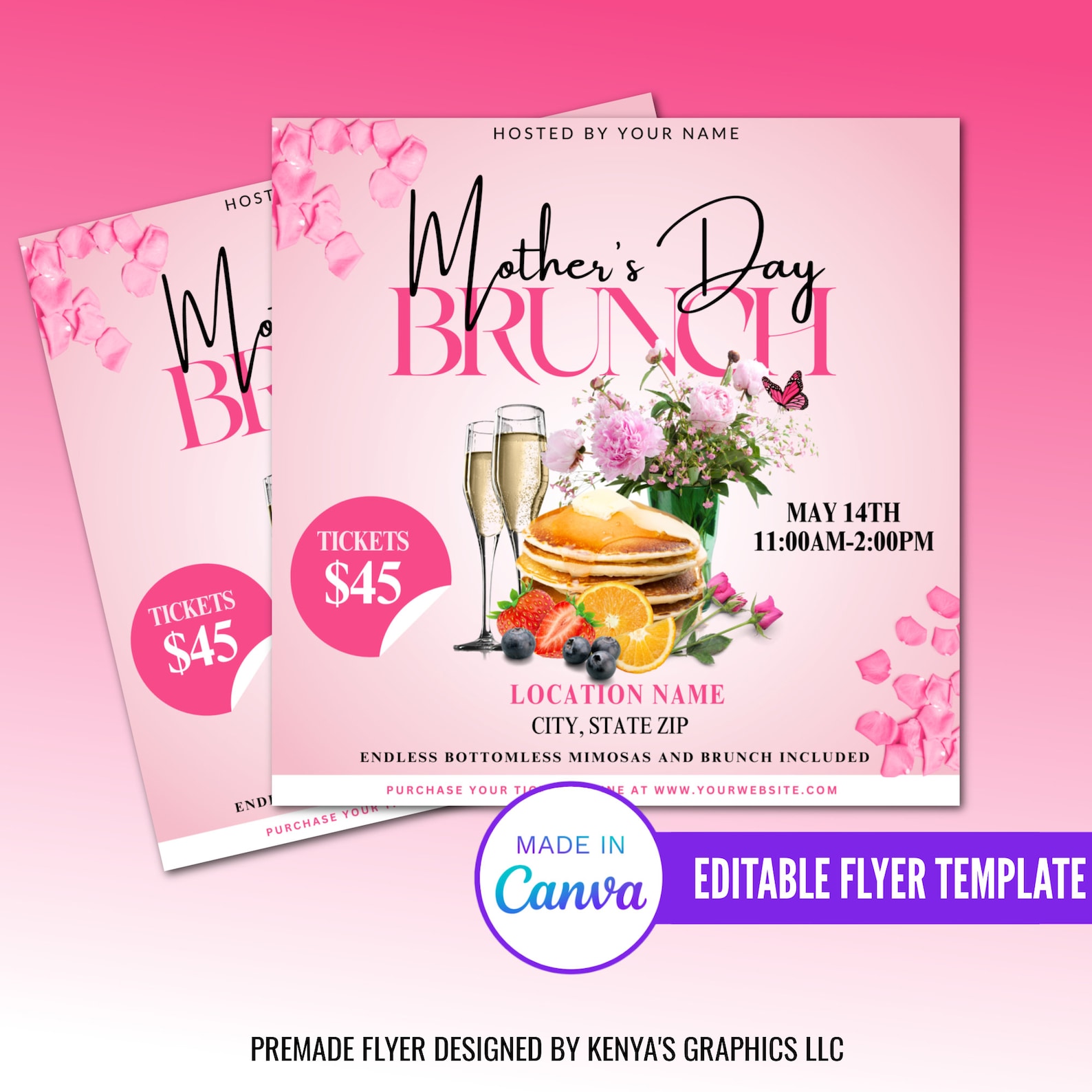 Mother's Day Brunch Flyer, Editable Brunch Flyer, Brunch Invitation ...