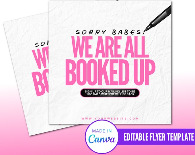 We Are Booked up Flyer, Editable Sold Out Flyer, Diy Canva Flyer ...