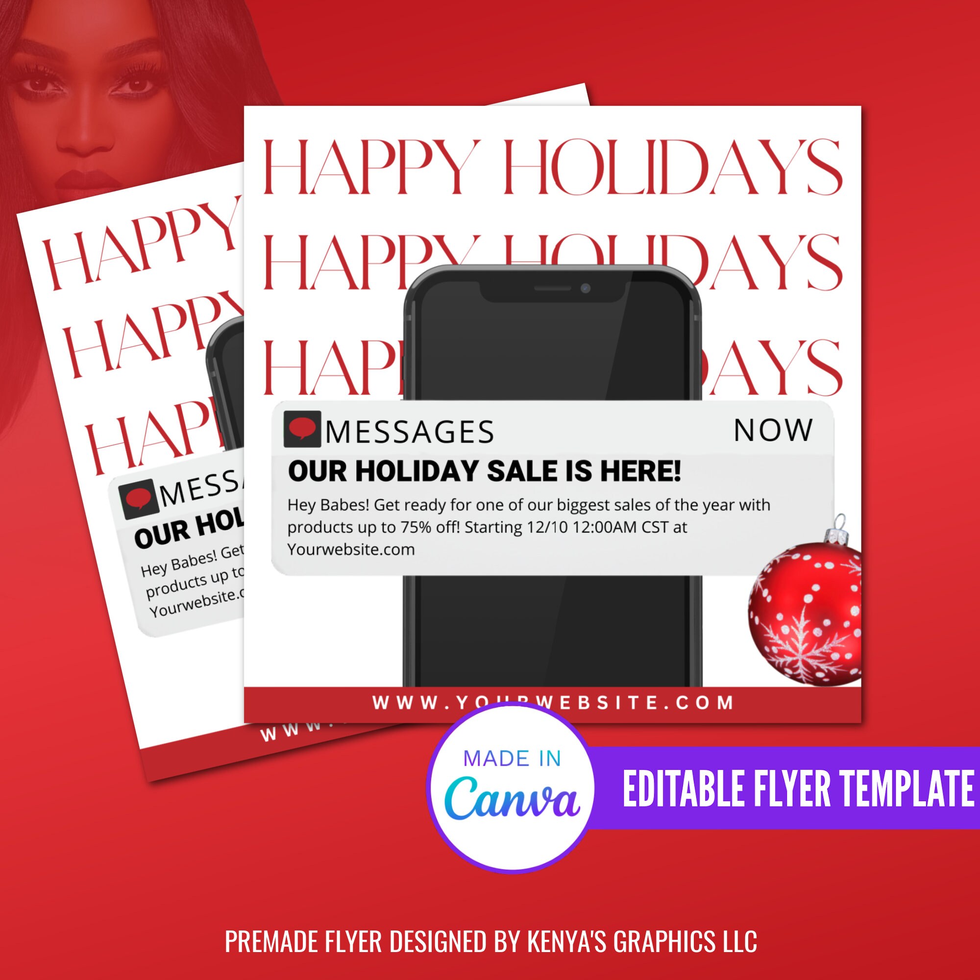 Holiday Sale Flyer, Christmas Sale Editable Flyer, Instagram Post Flyer ...
