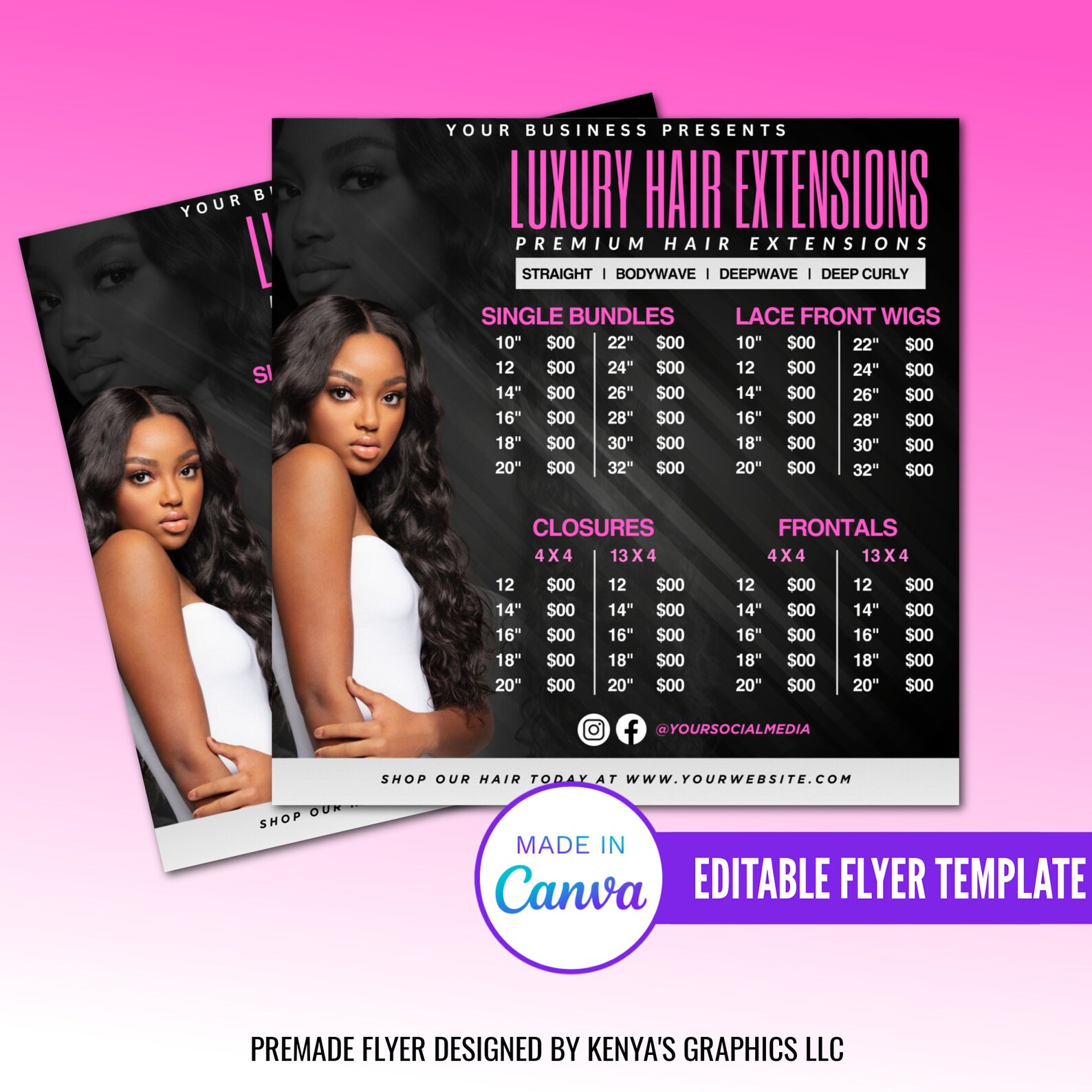 DIY Hair Pricelist Flyer, Editable Hair Flyer, Bundle Deals, Hair ...