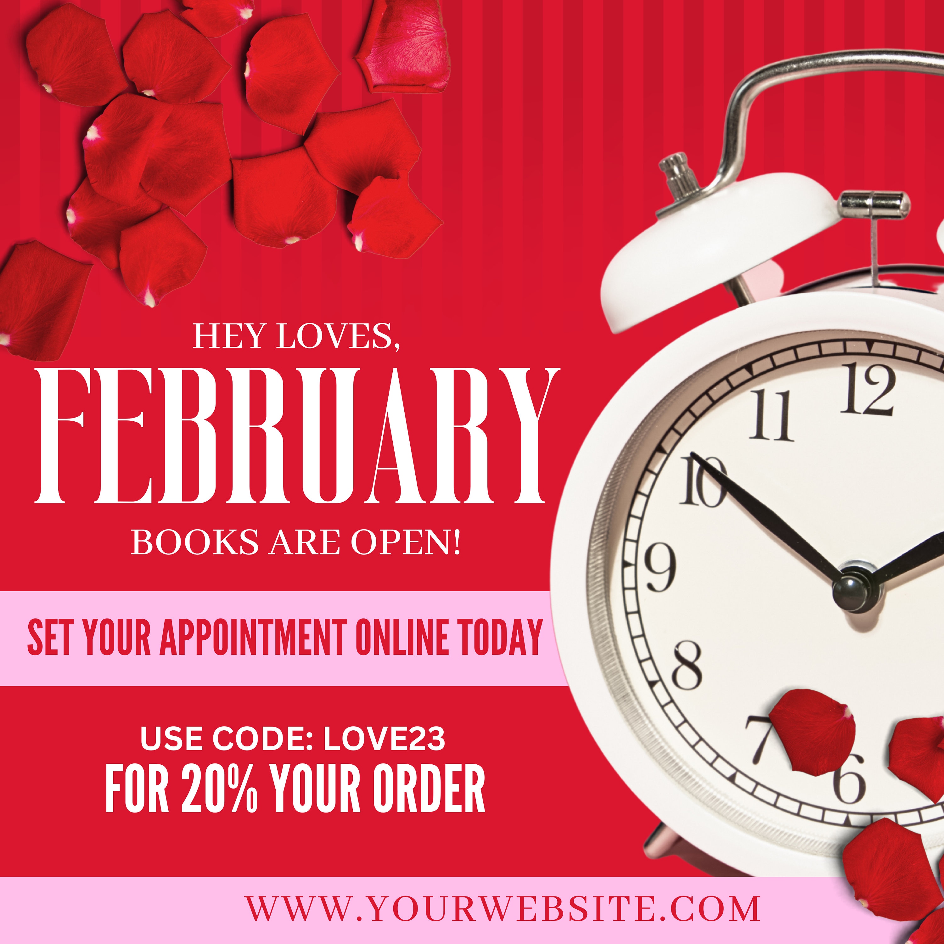 Now Booking Flyer, February Booking, Valentine's Day Sale Flyer ...