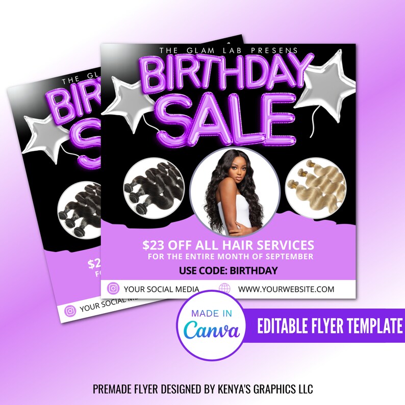Birthday Sale Flyer Editable Flyer Beauty Flyer Diy Happy - Etsy