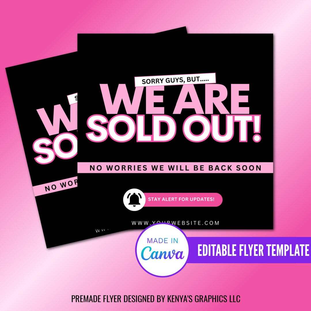 Sold Out Flyer, Diy Sold Out Flyer, Editable Sold Out Flyer, Social ...