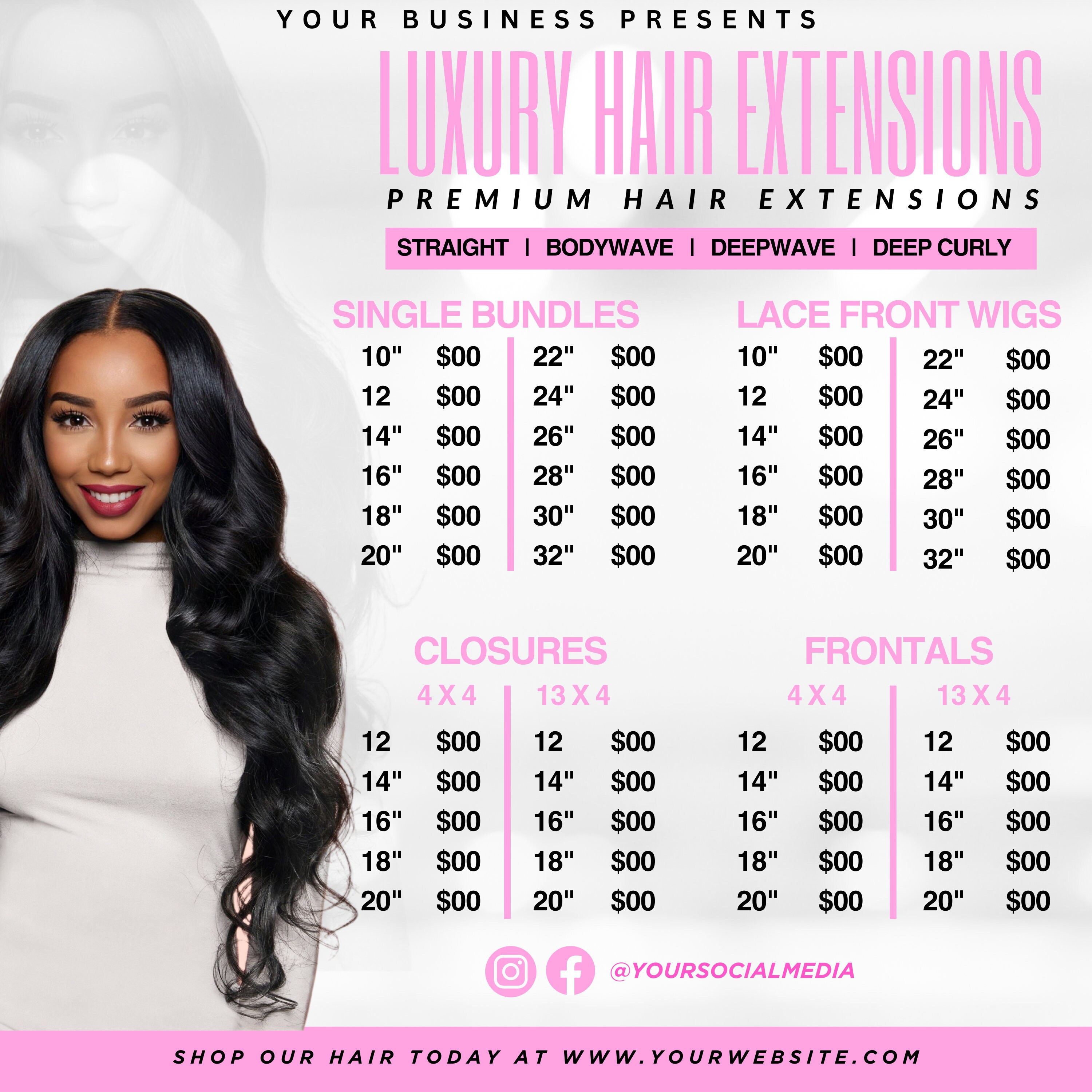 DIY Hair Pricelist Flyer, Editable Hair Flyer, Bundle Deals, Hair ...