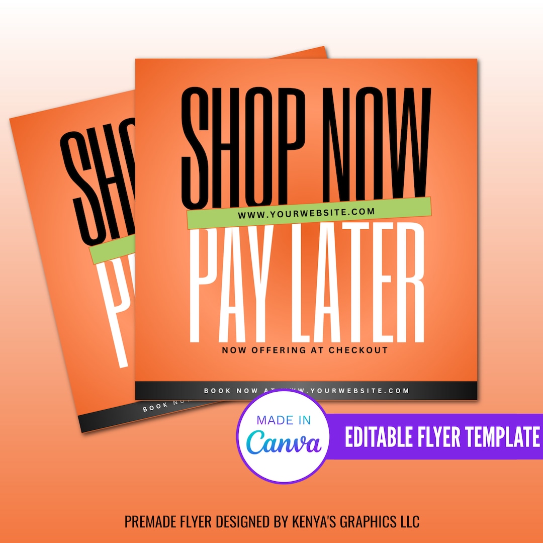 Shop Now Pay Later Flyer, Afterpay Flyer, October Editable Flyer ...
