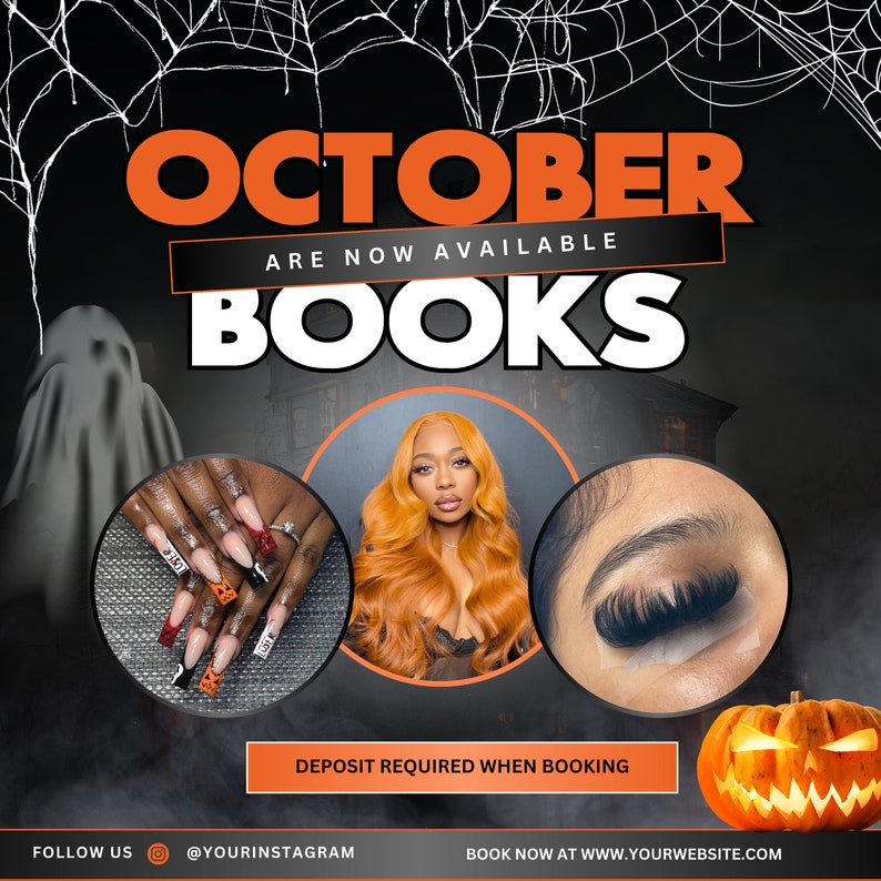 Editable Halloween Now Booking Flyer, Appointments Available Flyer ...