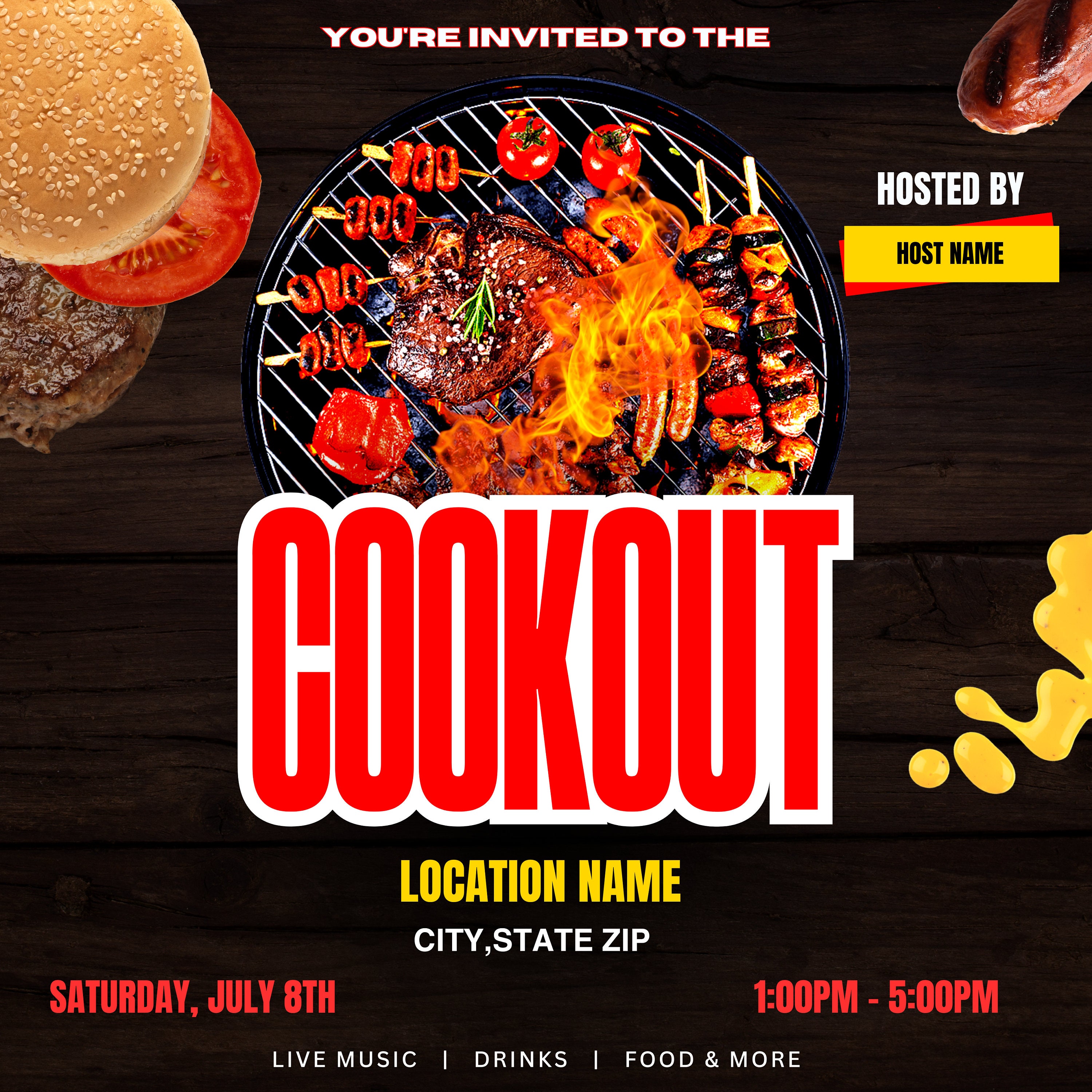 Editable Cookout Flyer, Bbq Flyer, Cookout Party Flyer, Edit Yourself ...
