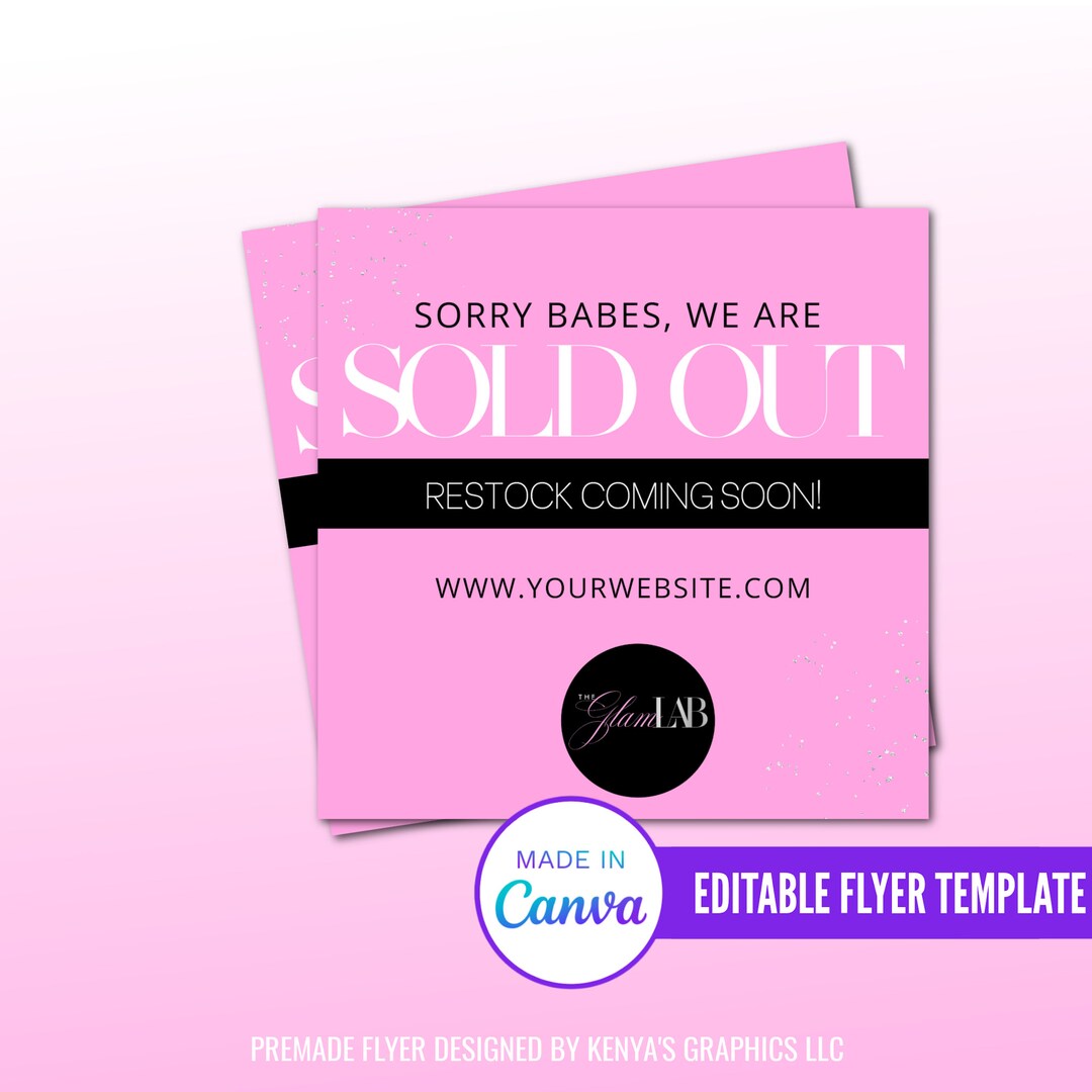 Diy Sold Out Flyer, Social Media Flyer, Premade Sold Out Flyer - Etsy