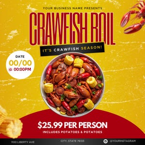 Editable Crawfish Boil Flyer, Crawfish Season Flyer, Diy Event Flyer ...