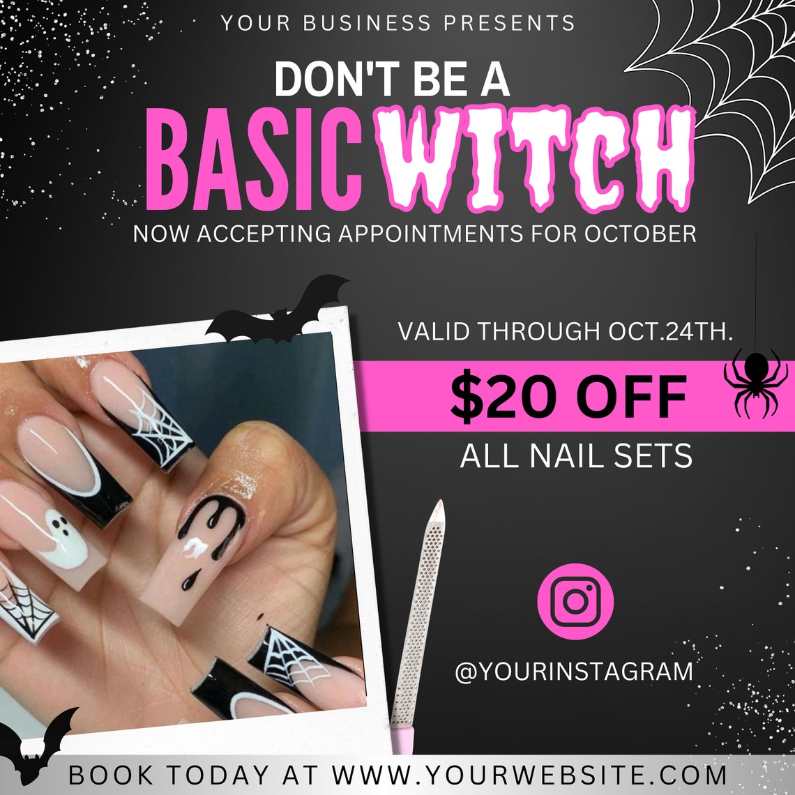 Fall Flyer Fall Flyer Template Halloween Sale Nail Flyer - Etsy