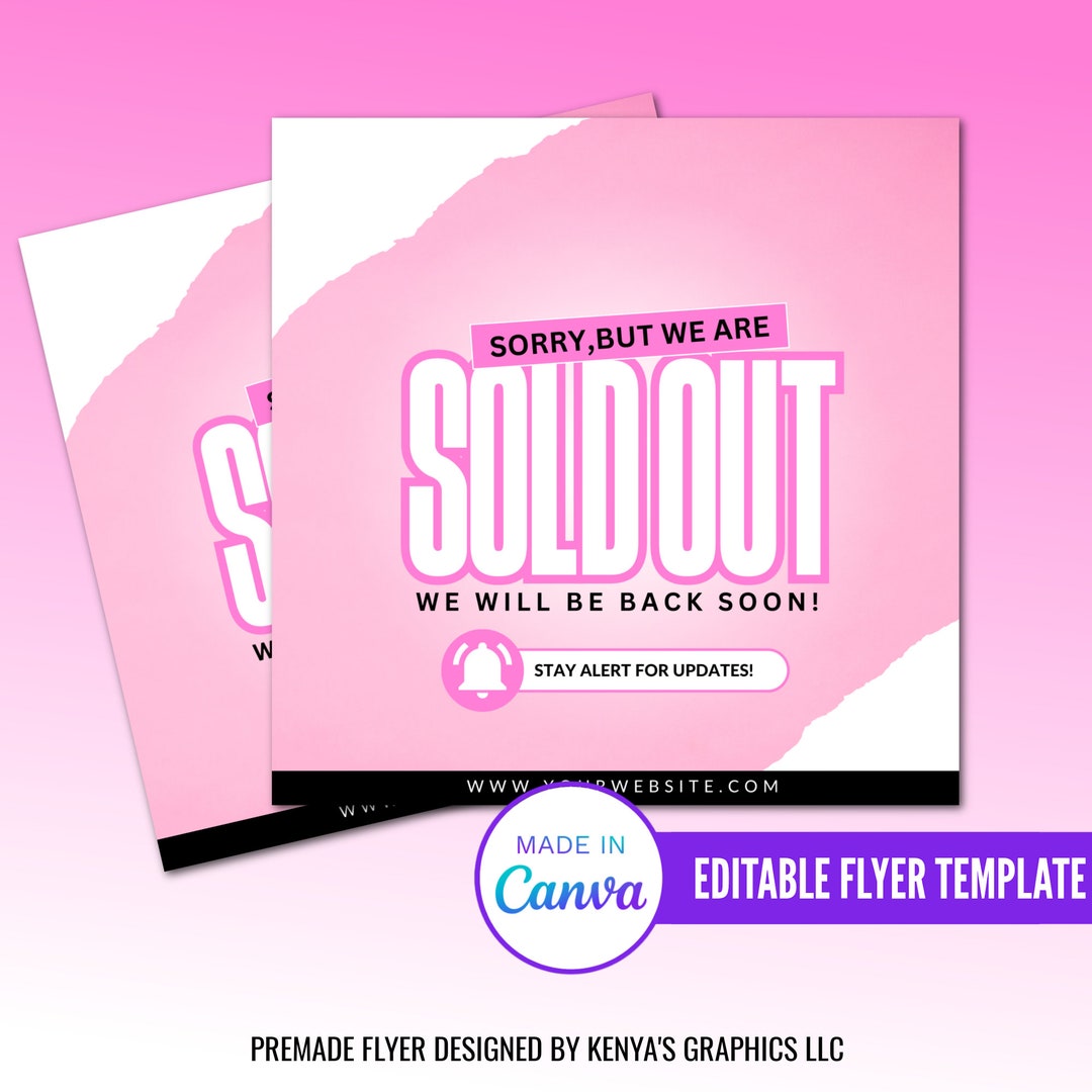 Sold Out Flyer, Diy Sold Out Flyer, Editable Sold Out Flyer, Social ...