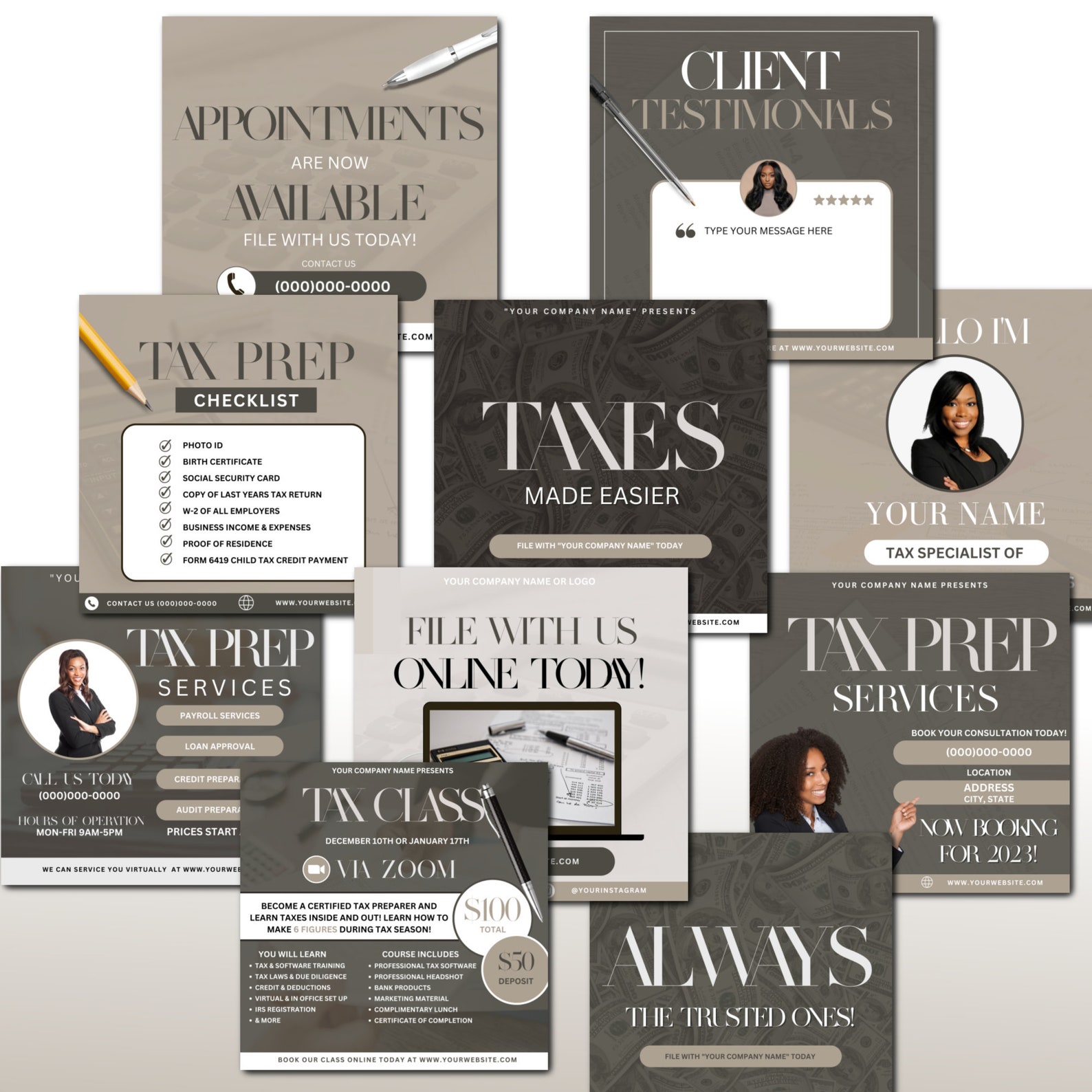 Tax Prep Flyer Bundle Template, Editable Tax Specialist Flyer, Tax ...