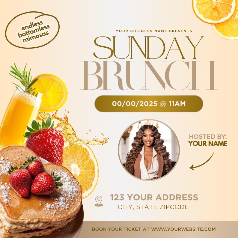 Brunch Flyer, Sunday Brunch Flyer, Editable Brunch Canva Flyer, Diy ...