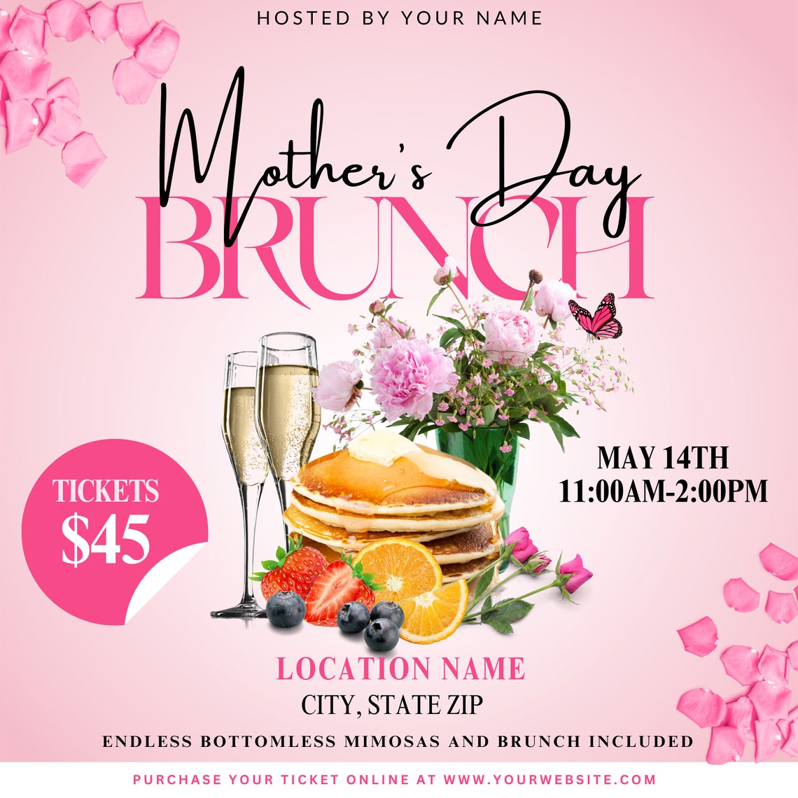 Mother's Day Brunch Flyer, Editable Brunch Flyer, Brunch Invitation ...