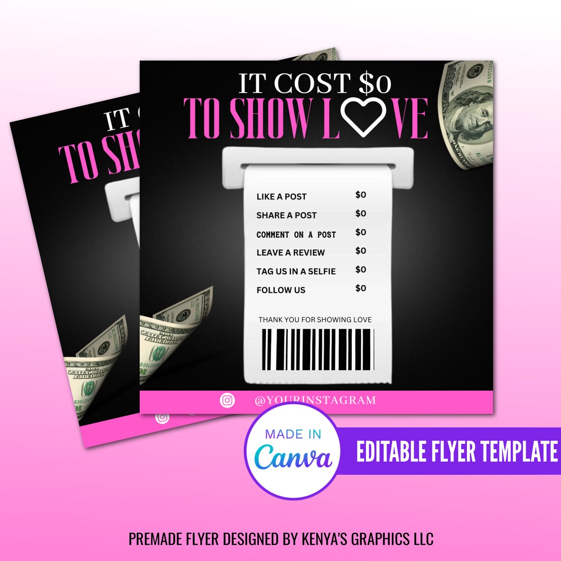 Show Support Flyer, Editable Template, Receipt Flyer, Instagram Post ...