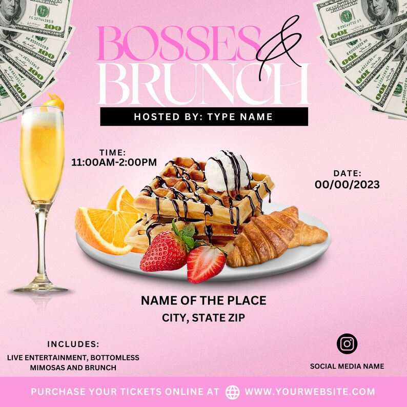 Brunch Flyer, Editable Brunch Flyer, Brunch Invitation, Instagram Post ...