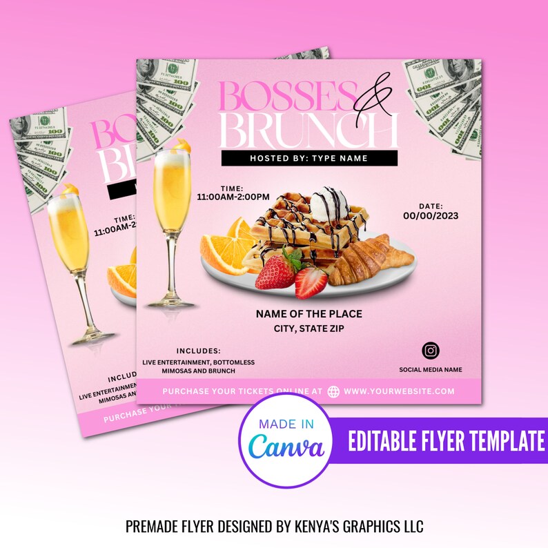 Brunch Flyer, Editable Brunch Flyer, Brunch Invitation, Instagram Post ...