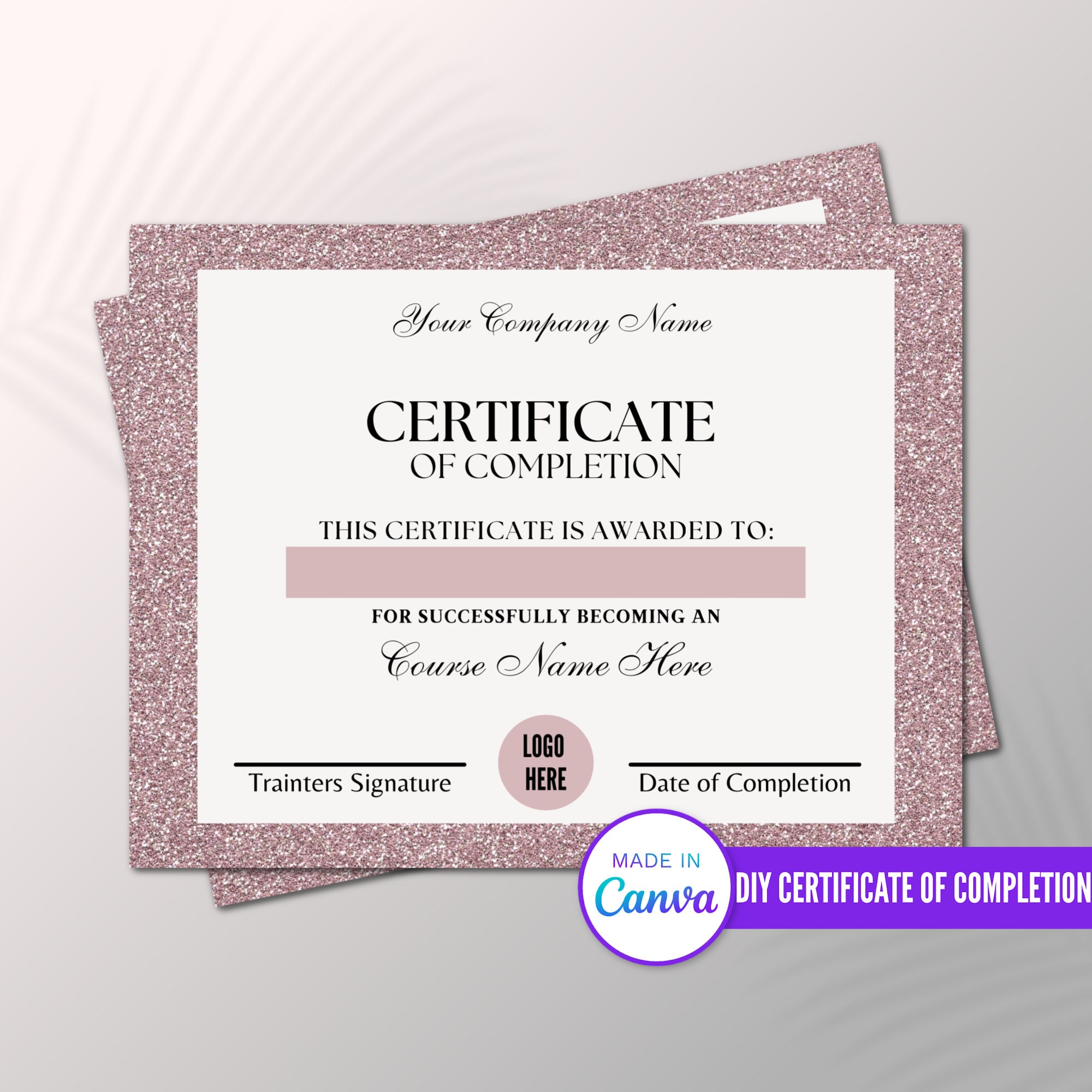 Certificate of Completion Template Editable Certificate of - Etsy
