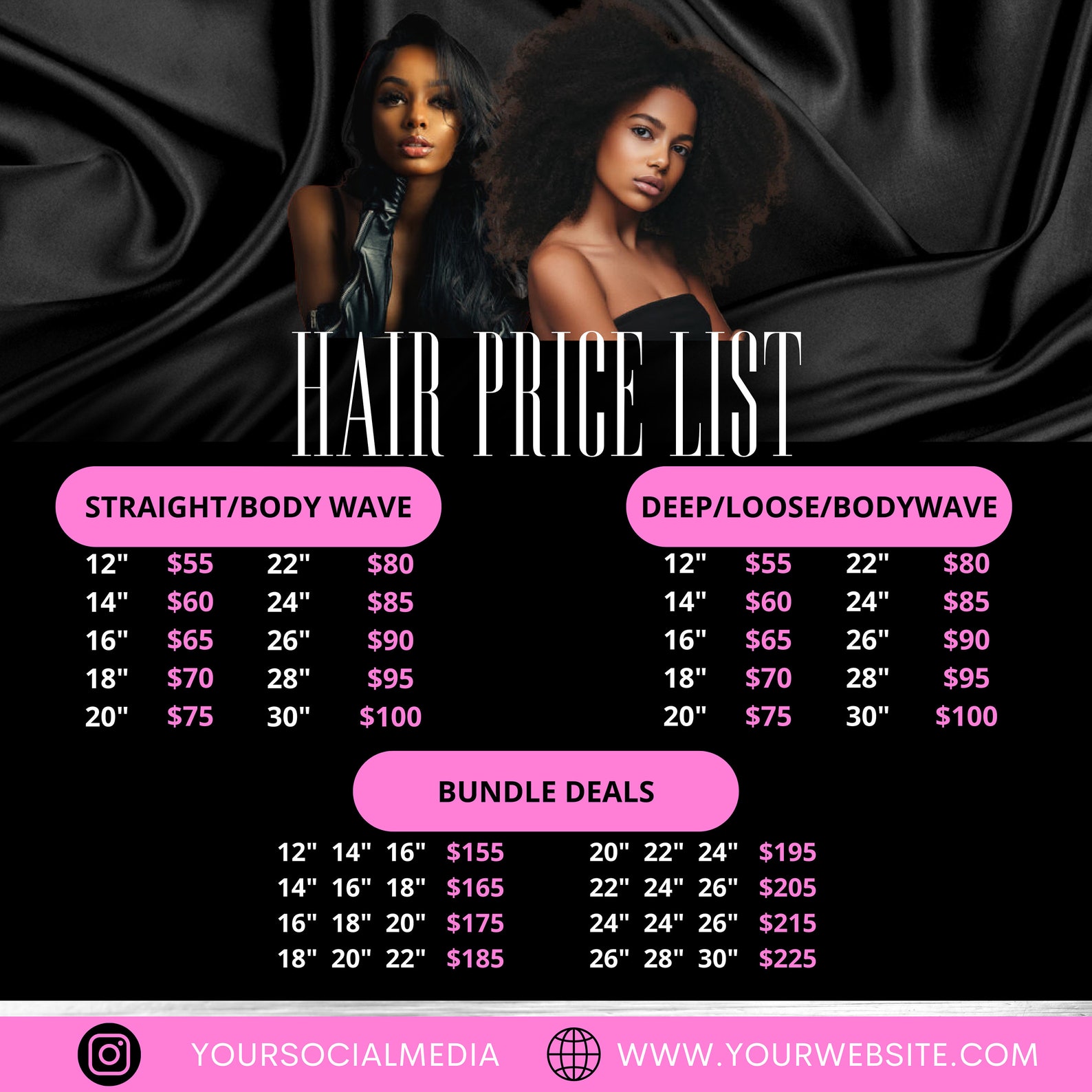 Hair Price List Editable Hair Flyer Hair Sale Flyer Diy - Etsy