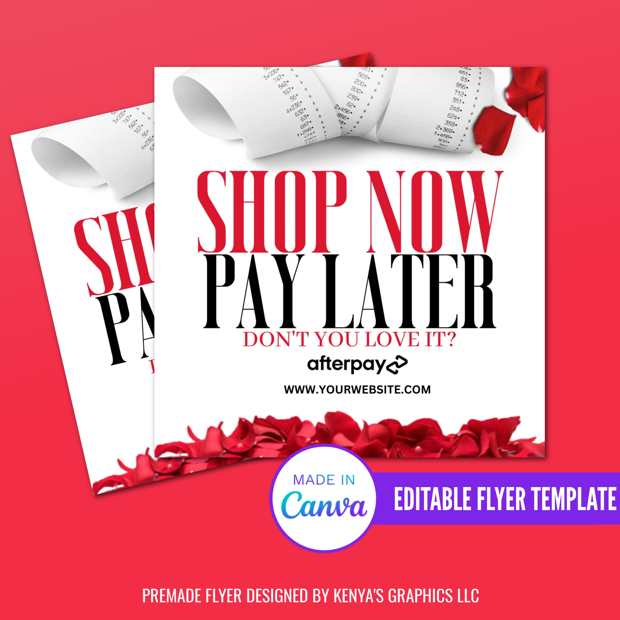 Shop Now Pay Later Flyer, Afterpay Flyer, Valentines Editable Flyer ...