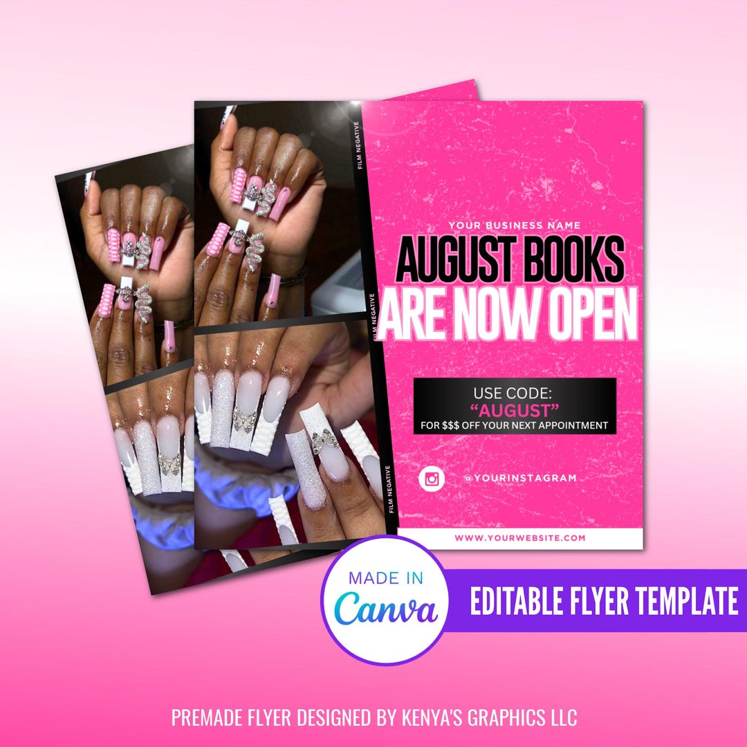 Now Booking Flyer, Editable August Books Are Now Open Flyer, Diy Now ...