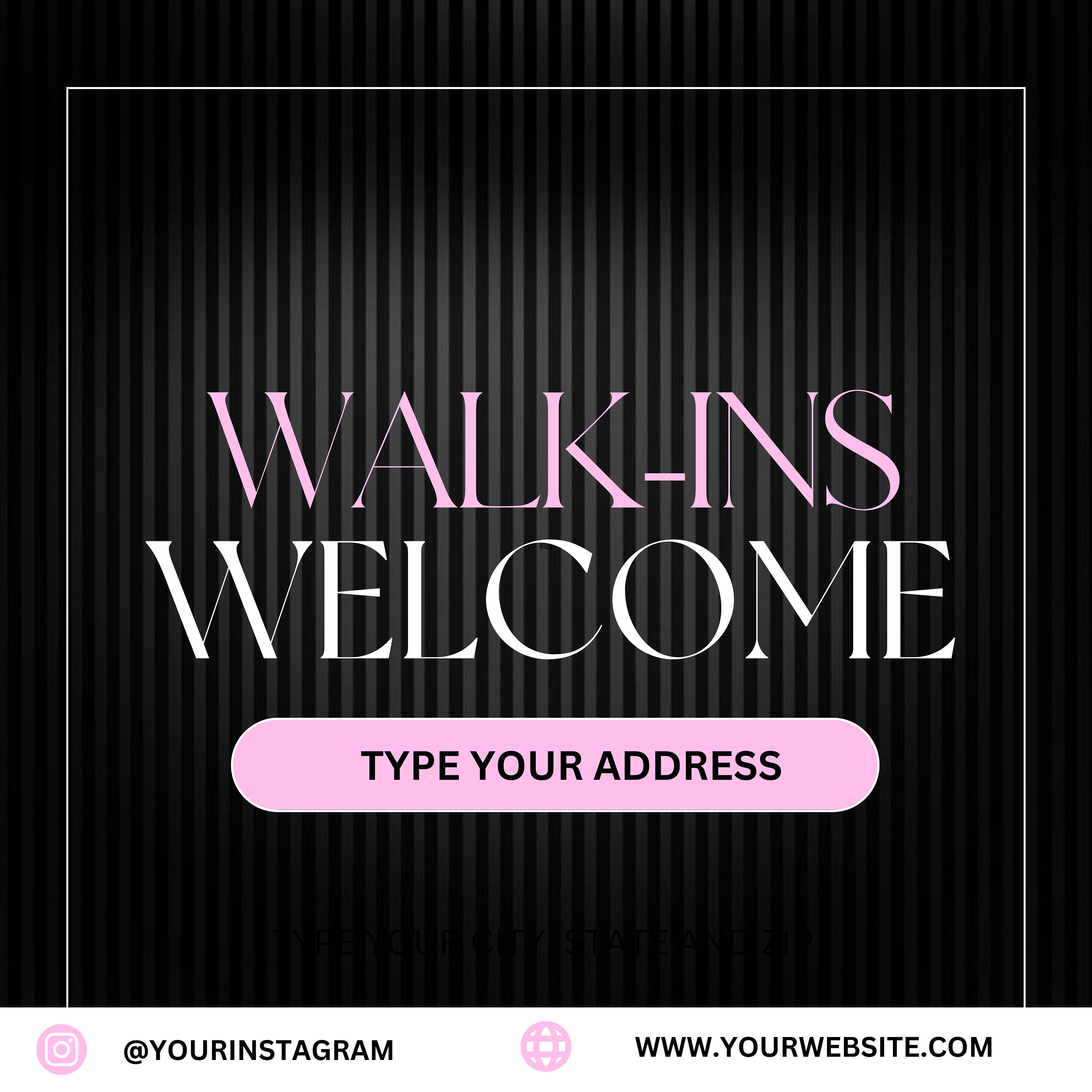 Walk-ins Welcome Flyer Walk-in Editable Flyer Template - Etsy