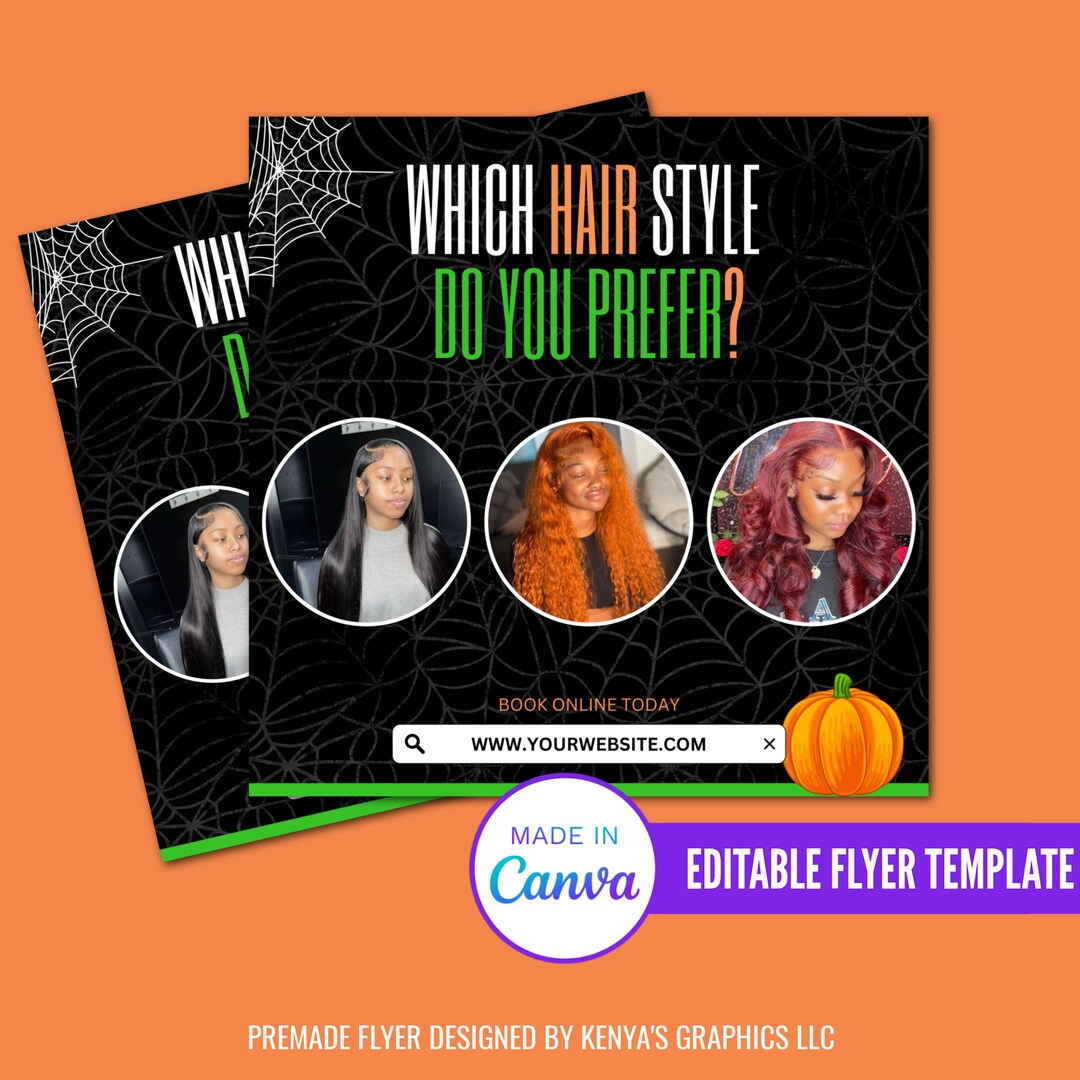 Fall Flyer , Fall Flyer Template , Halloween Sale, Wig Flyer , Flyer ...