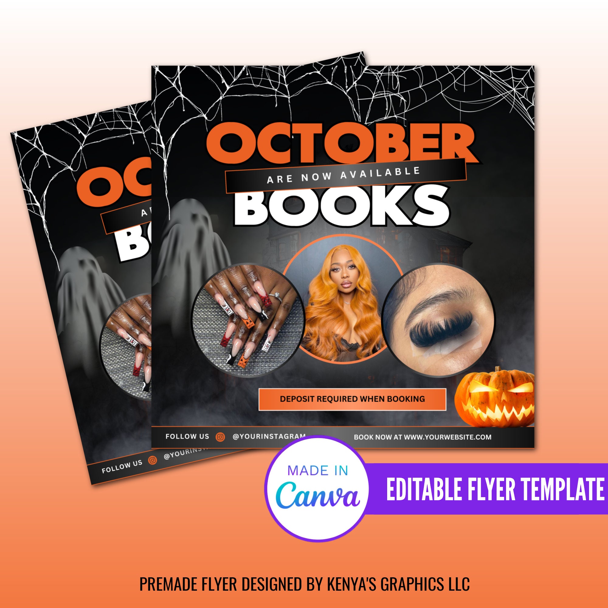 Editable Halloween Now Booking Flyer, Appointments Available Flyer ...