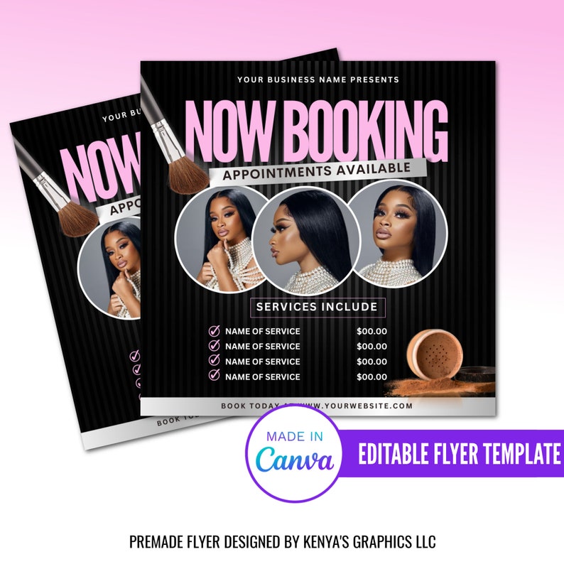 Now Booking Diy Flyer, Appointments Available Flyer, Editable Mua Flyer ...