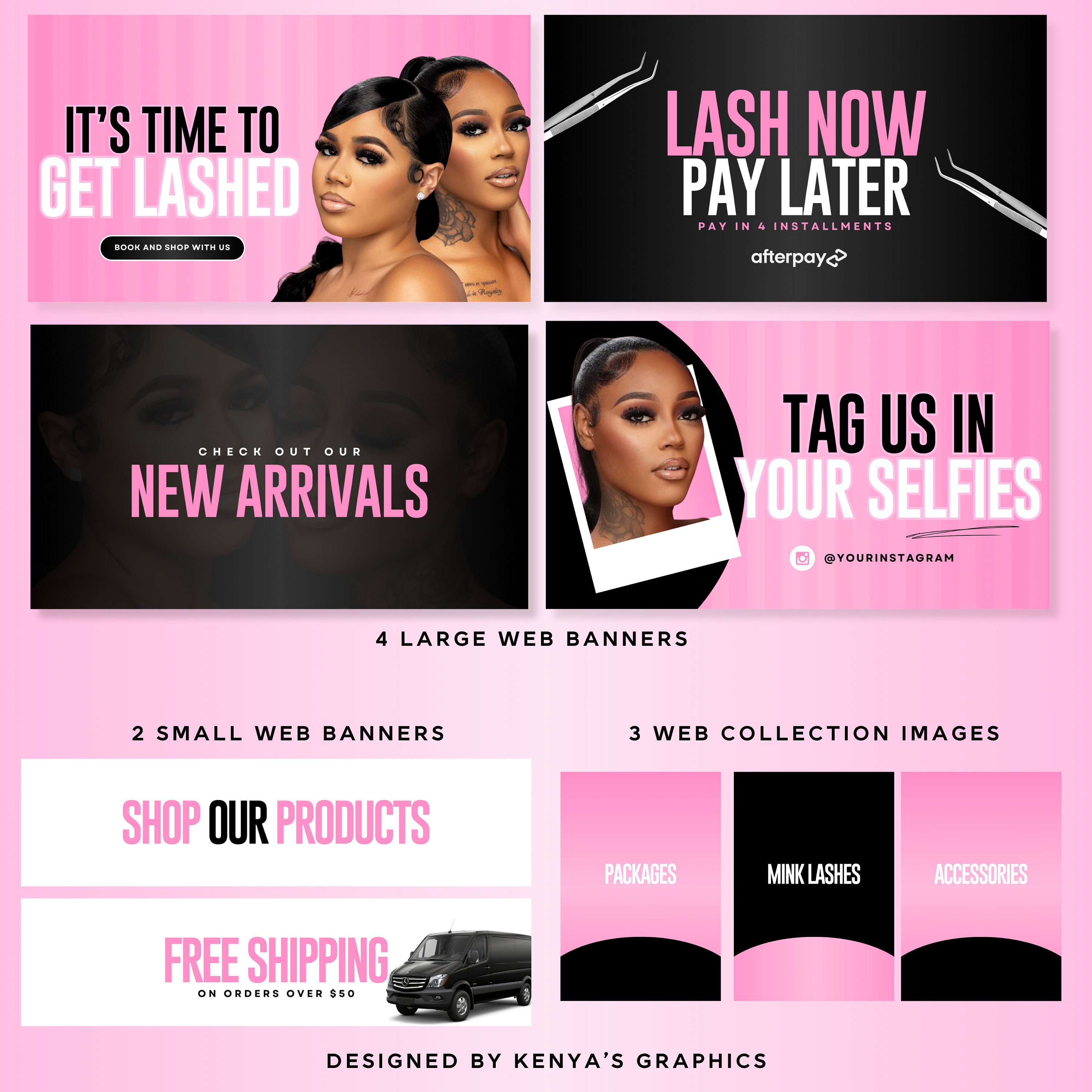 Editable Website Banners - Shopify Wix Web Banners - DIY Hair Website ...