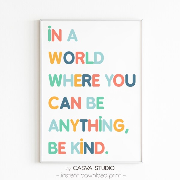 Large Quote Poster in a World Where You Can Be Anything - Etsy UK