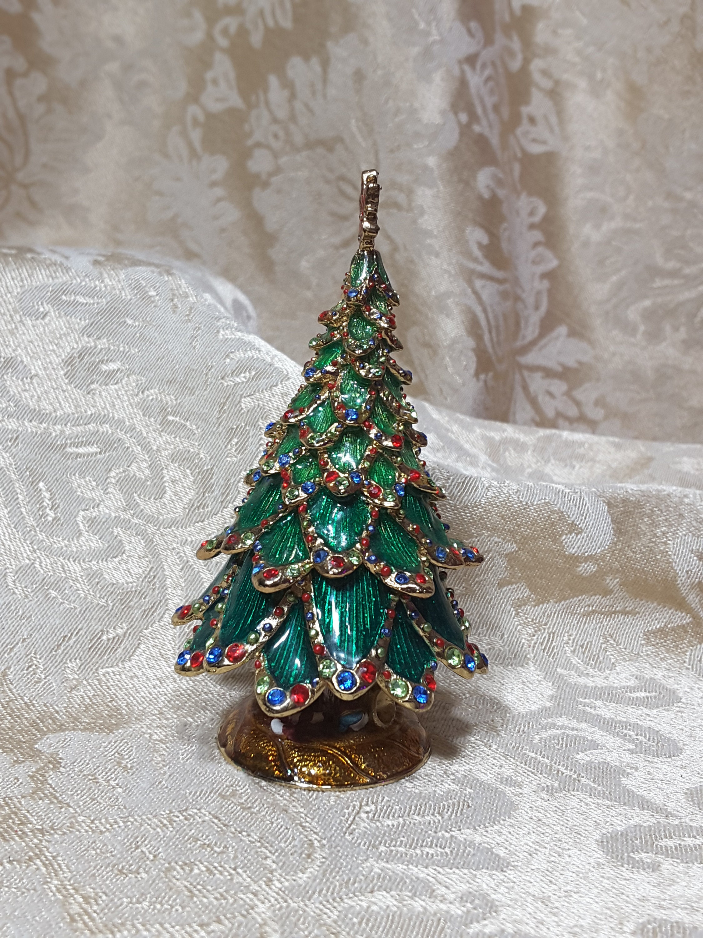 Nobility Christmas Tree Trinket Box Enameled With Bright Rhinestones ...