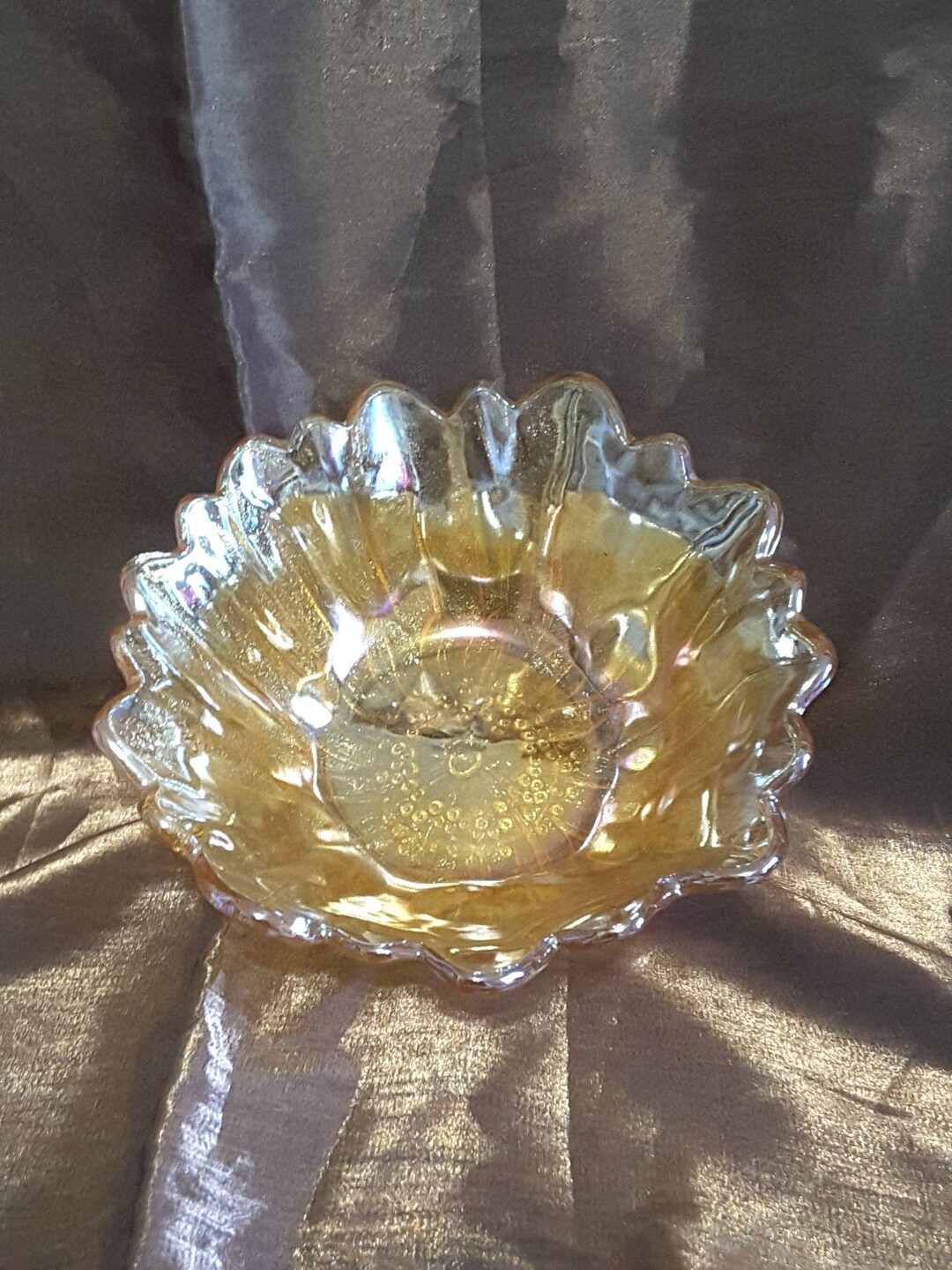 Vintage Carnival Glass Bowl Iridescent Sunflower Indiana Glass Marigold - Etsy