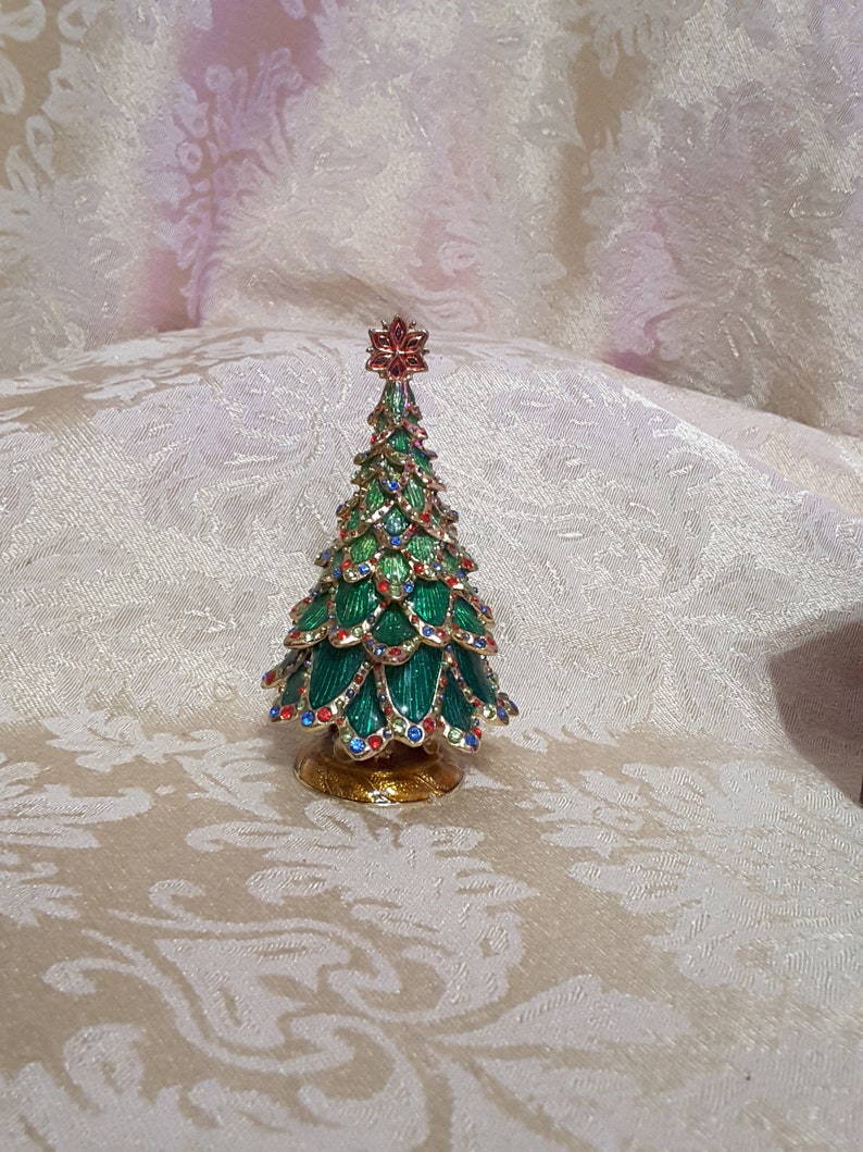 Nobility Christmas Tree Trinket Box Enameled With Bright Rhinestones ...