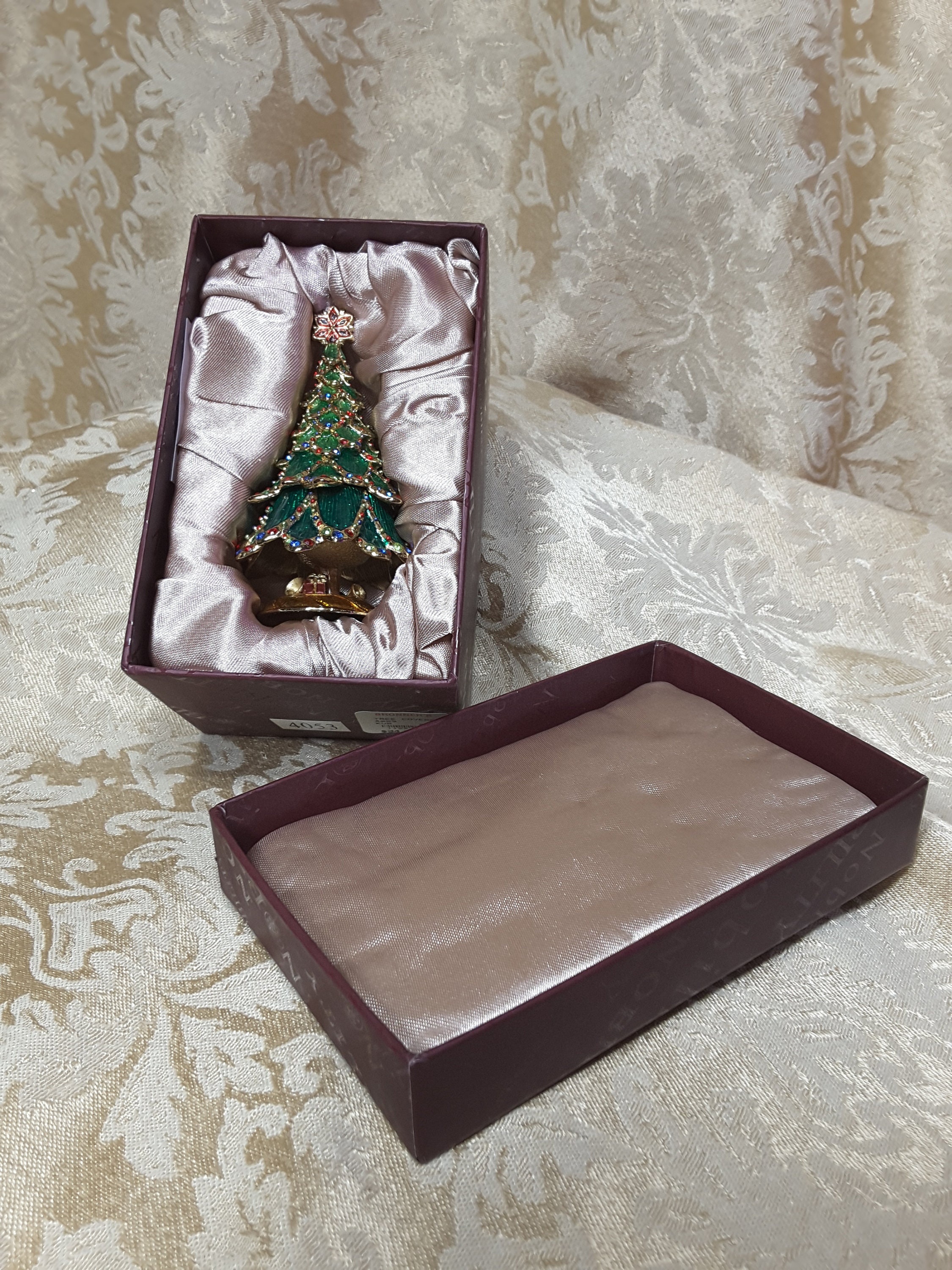 Nobility Christmas Tree Trinket Box Enameled With Bright Rhinestones ...