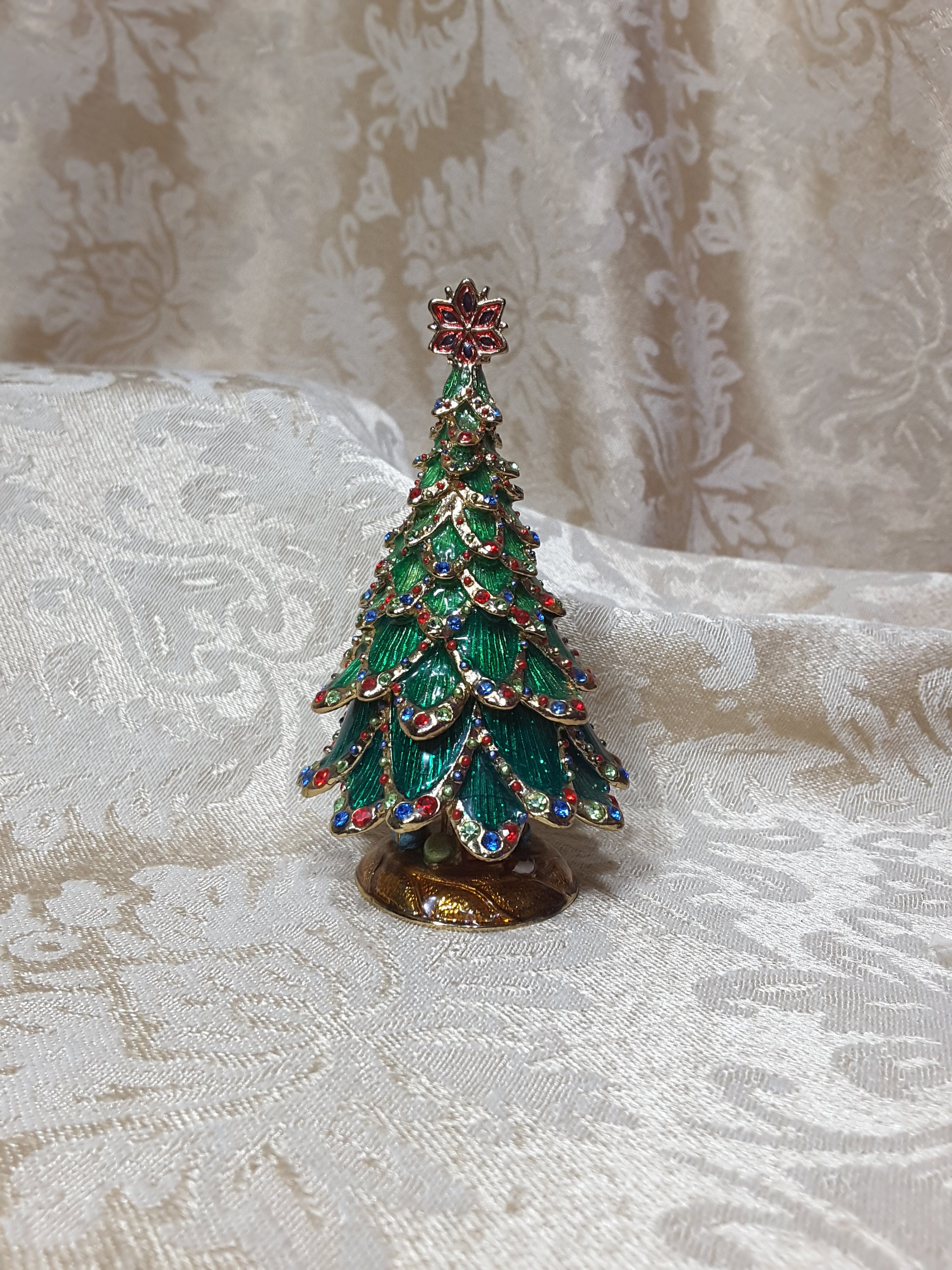 Nobility Christmas Tree Trinket Box Enameled With Bright Rhinestones ...
