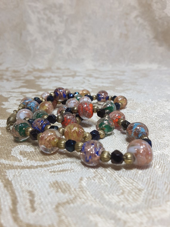Beautiful Necklace Handmade Glass Bead Necklace 21" - Gem