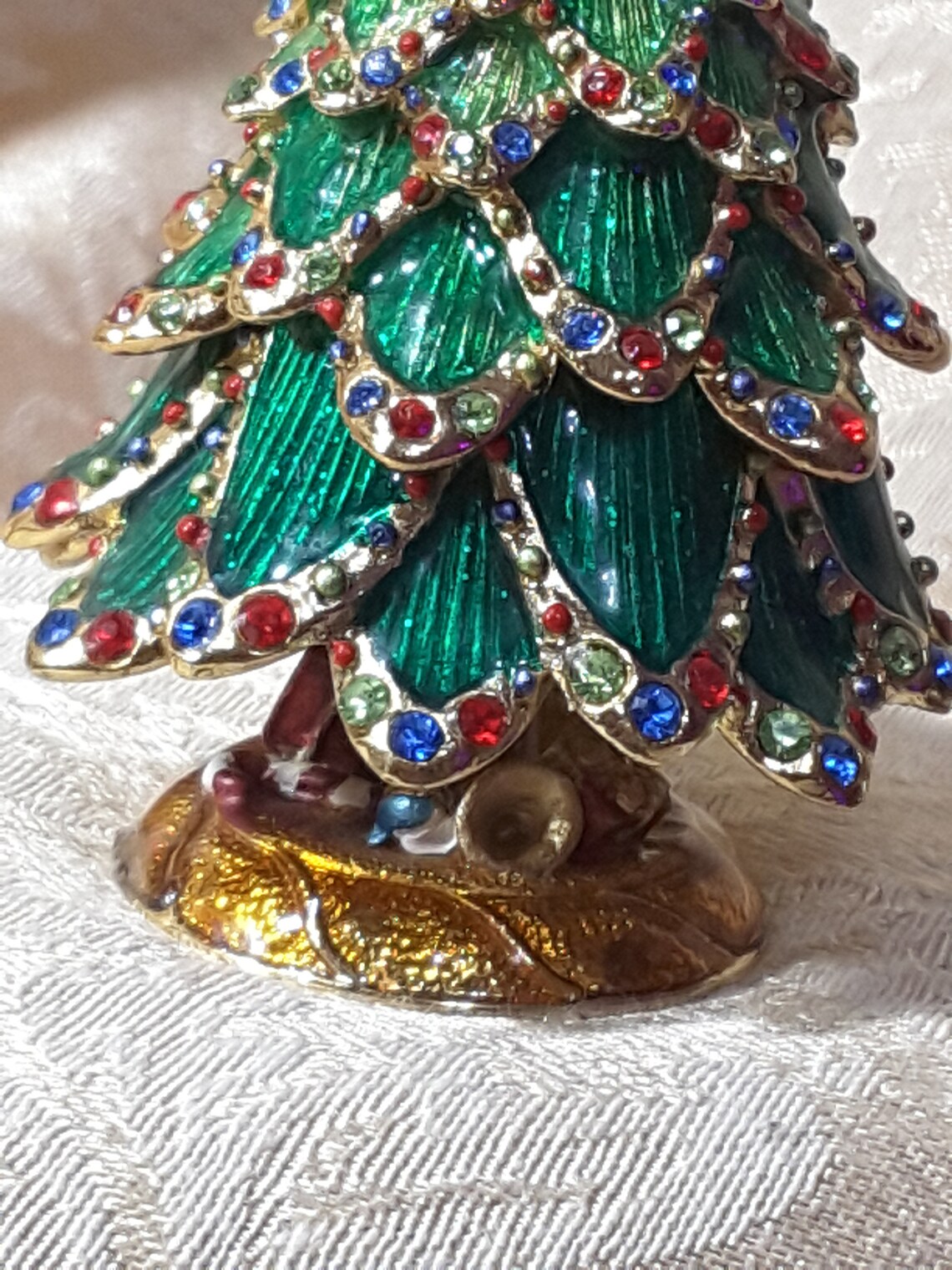 Nobility Christmas Tree Trinket Box Enameled With Bright Rhinestones ...