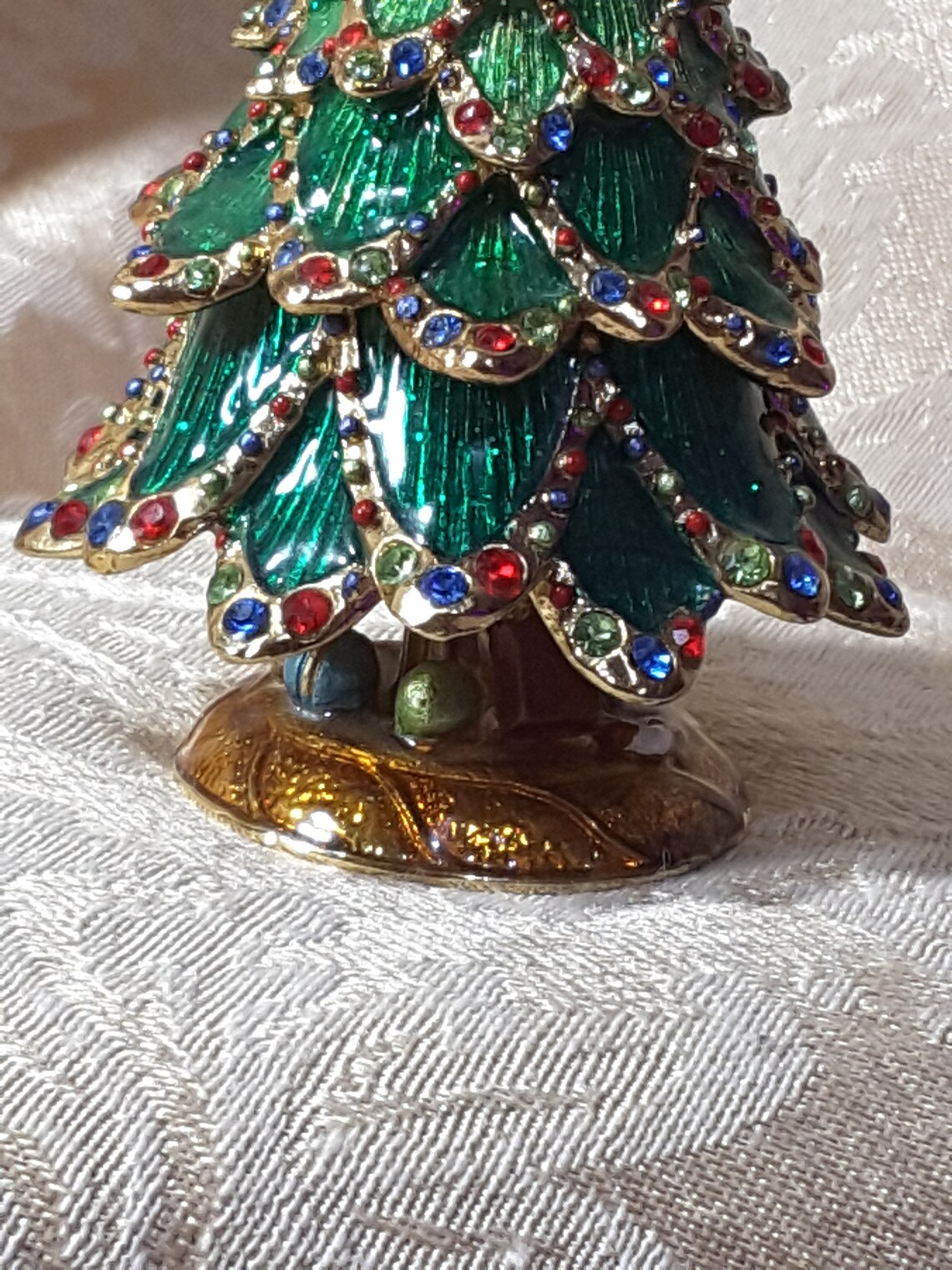Nobility Christmas Tree Trinket Box Enameled With Bright Rhinestones ...