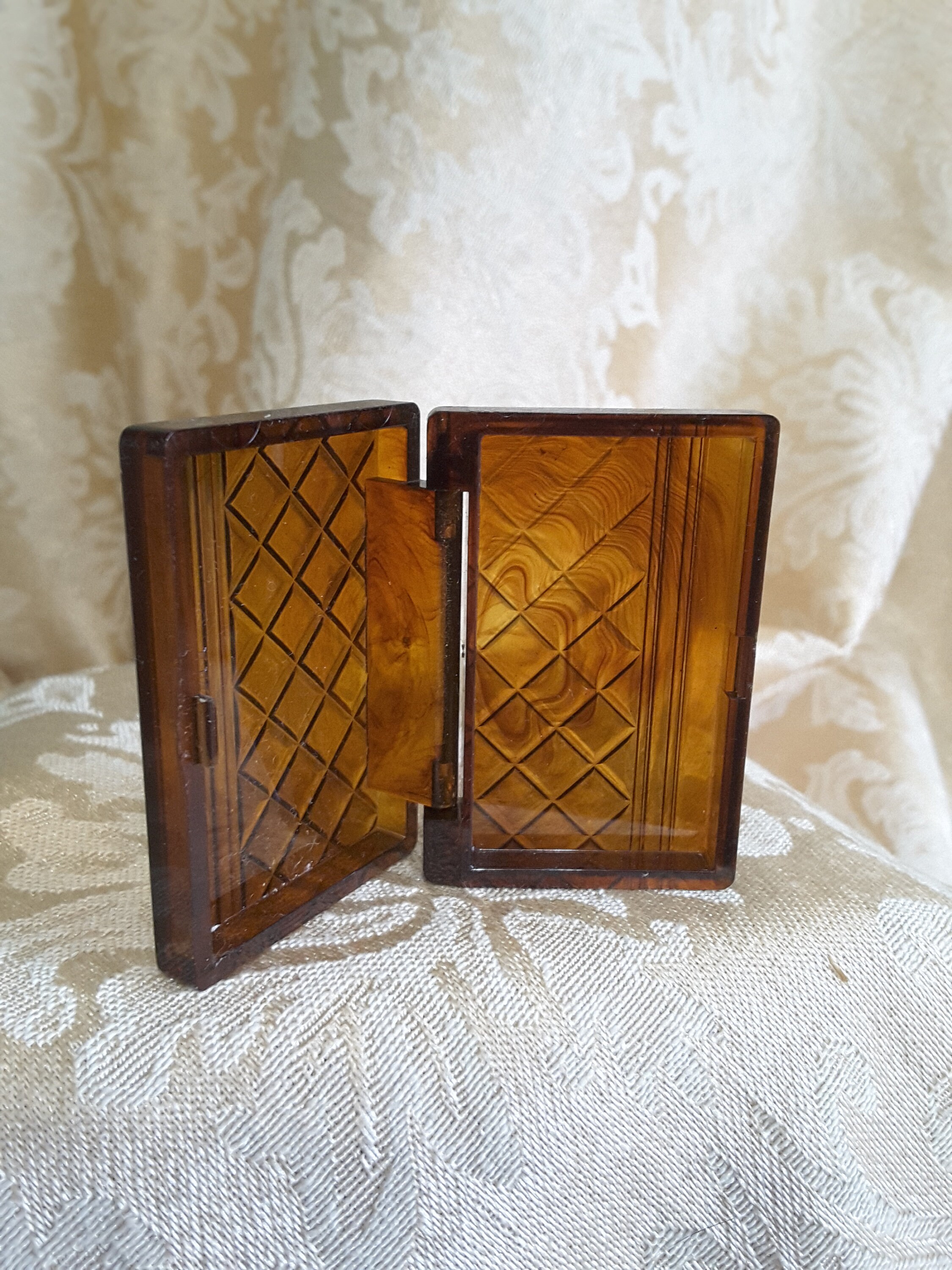 Tortoise Tone Hard Plastic Stamp Pill Box Vintage Avon - Etsy