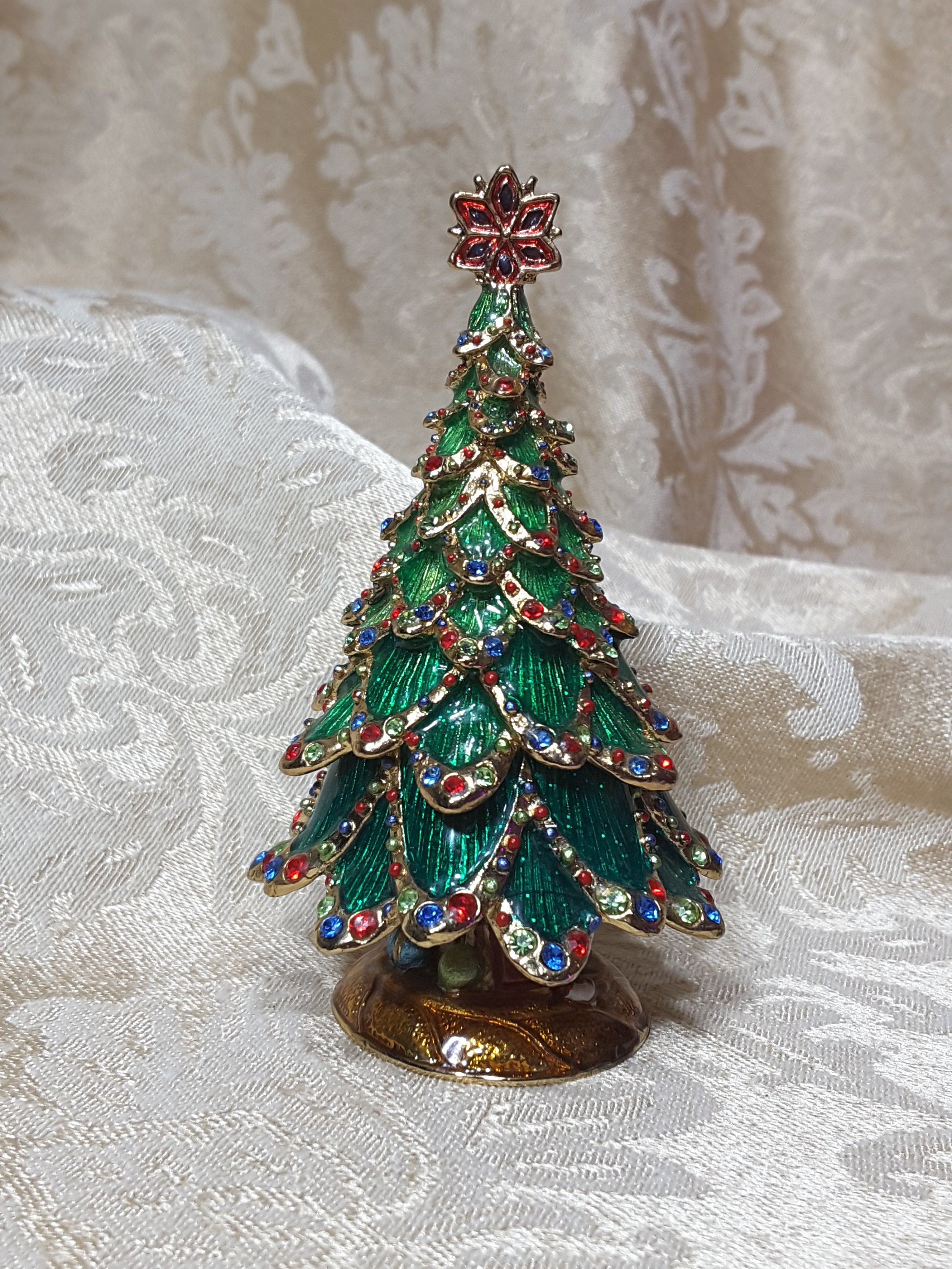 Nobility Christmas Tree Trinket Box Enameled With Bright Rhinestones ...