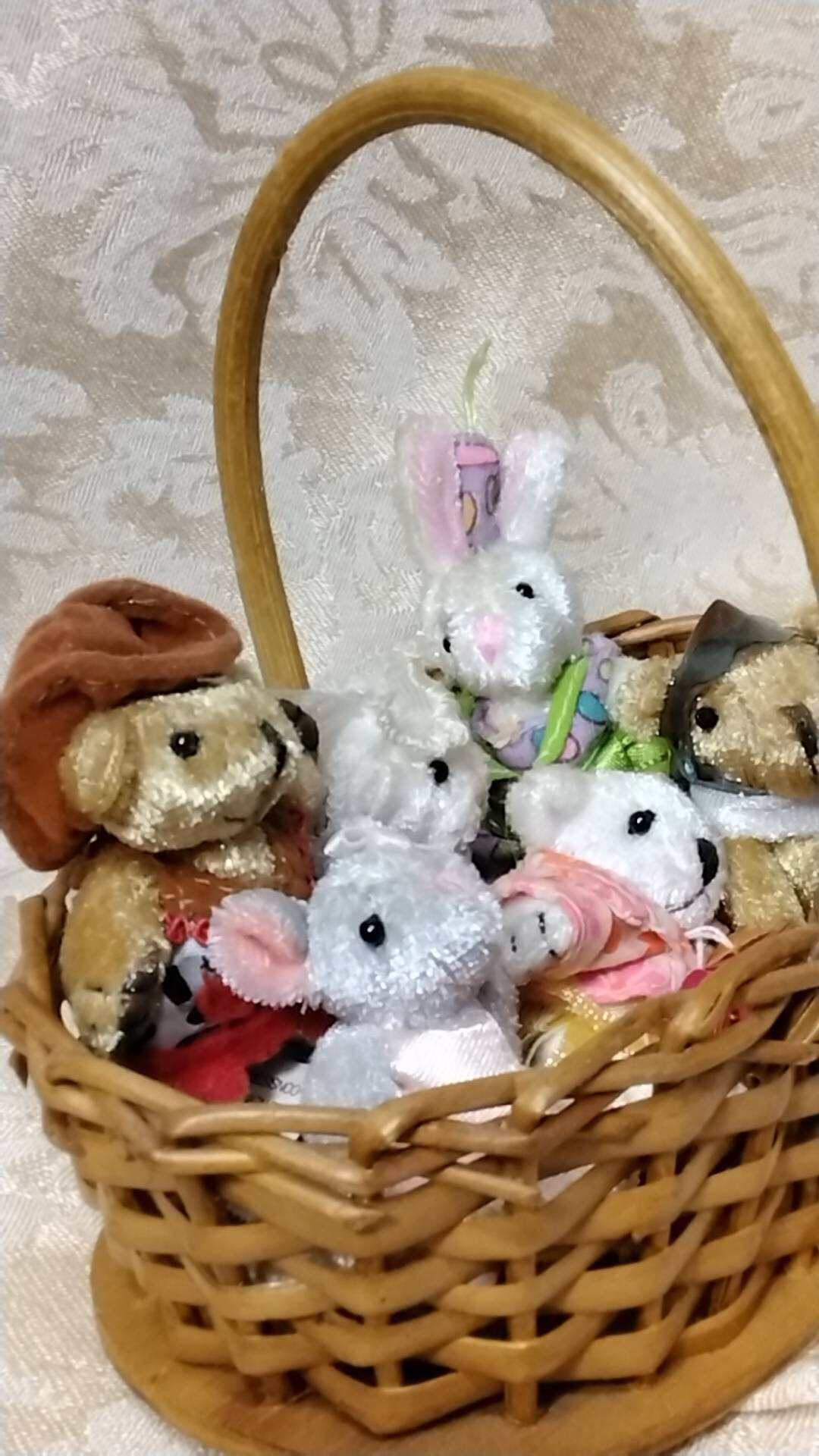 6 Miniture Stuffed Animals in A Basket Bunny 3 Bears - Etsy