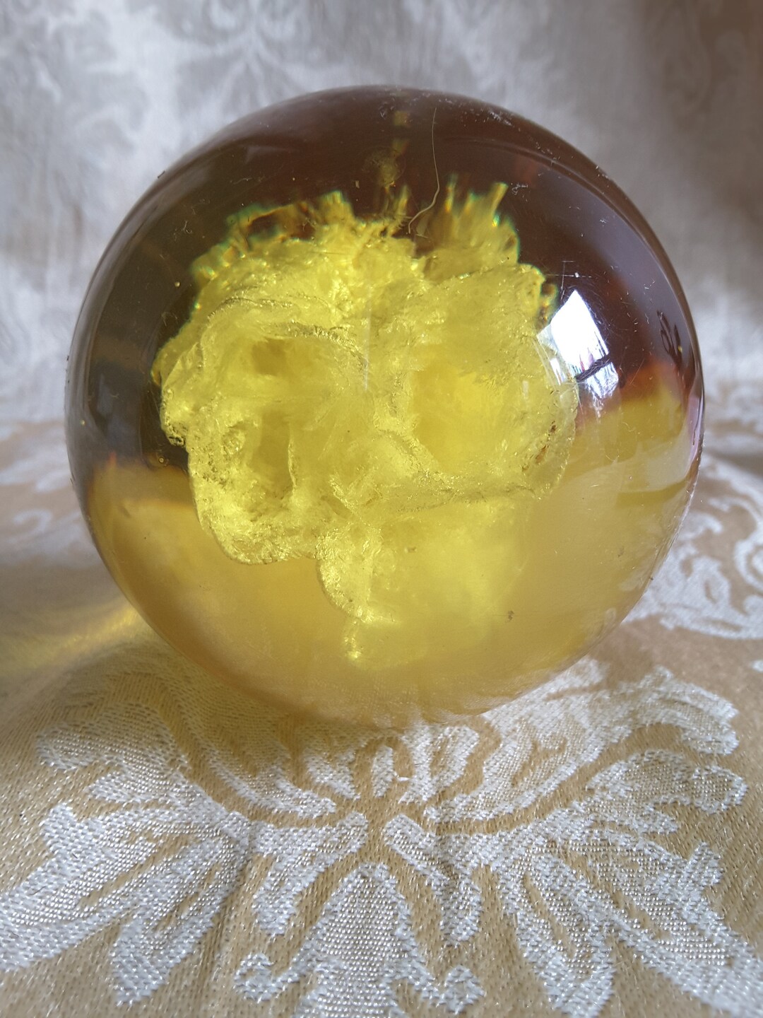 RARE MCM 1969 Colorflo Lucite/resin Paperweight Retro Yellow/orange - Etsy