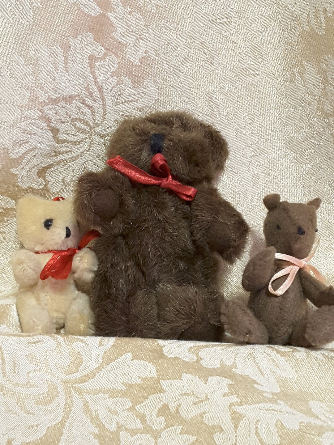 Three Adorable Mini Stuffed Bears With Cute Bows and Movable - Etsy