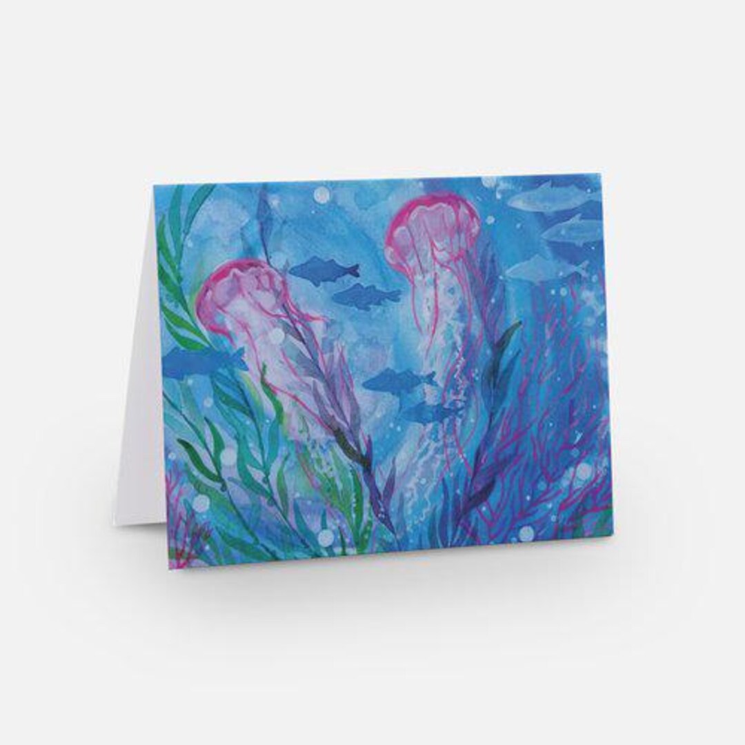 Swirly Jellyfish Card - Etsy