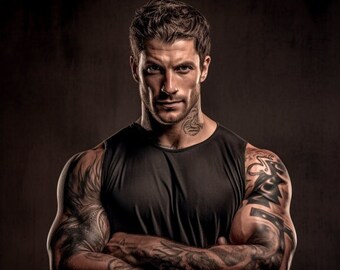 AI Male Model: Bad Boy Sports Muscles, Romance Novel Cover Model, AI ...