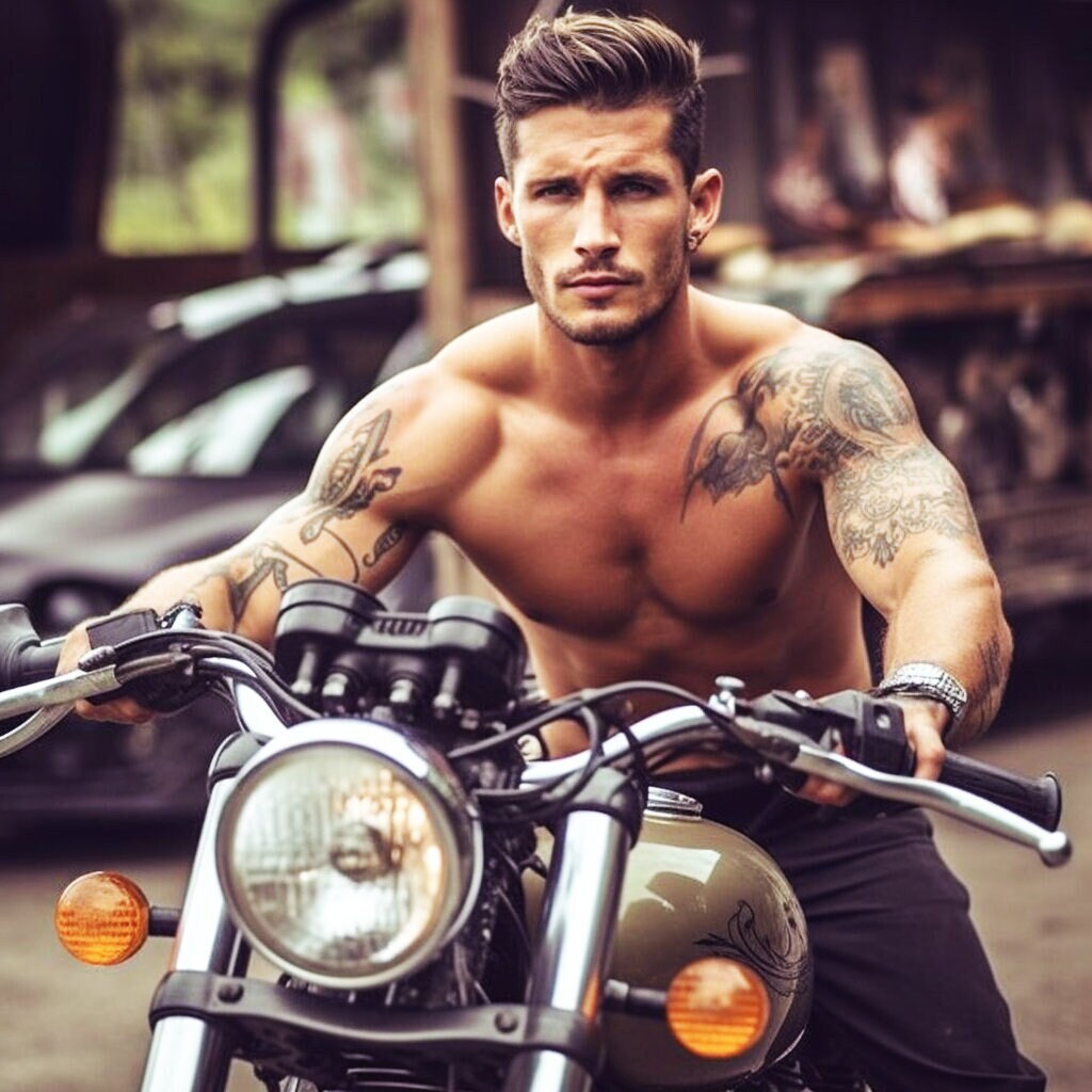 AI Male Model: Bad Boy Biker, Romance Novel Cover Model, AI Photography ...