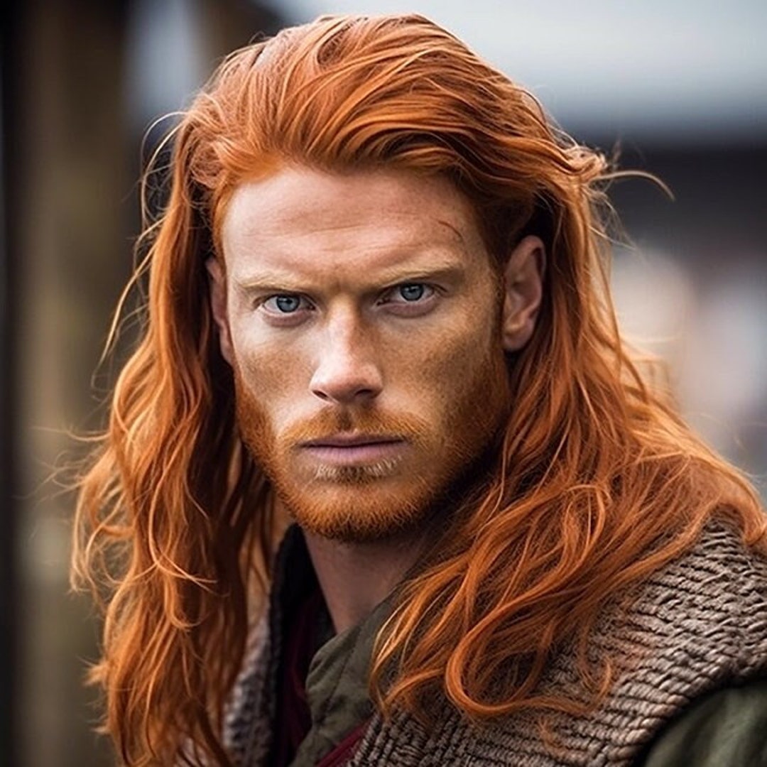 AI Red Hair Male Viking Model: Hot Viking, Romance Novel Cover Model ...