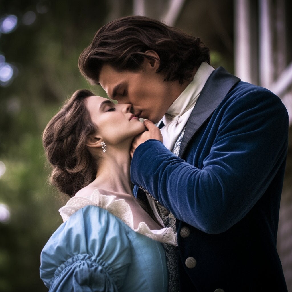 AI Female and Male Model: Historical Couple Romance Novel Cover Model ...